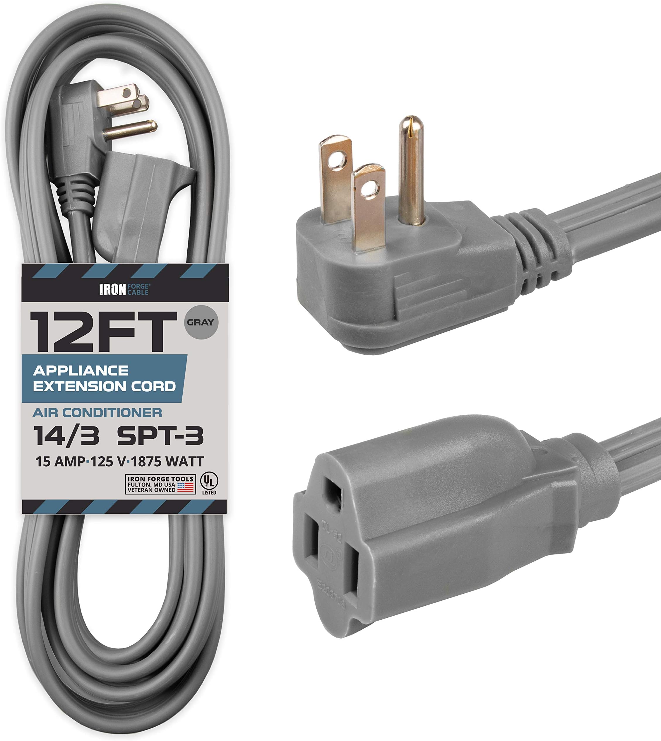IRON FORGE CABLE 12 Ft Appliance Extension Cord Heavy Duty, Gray - 14 ...