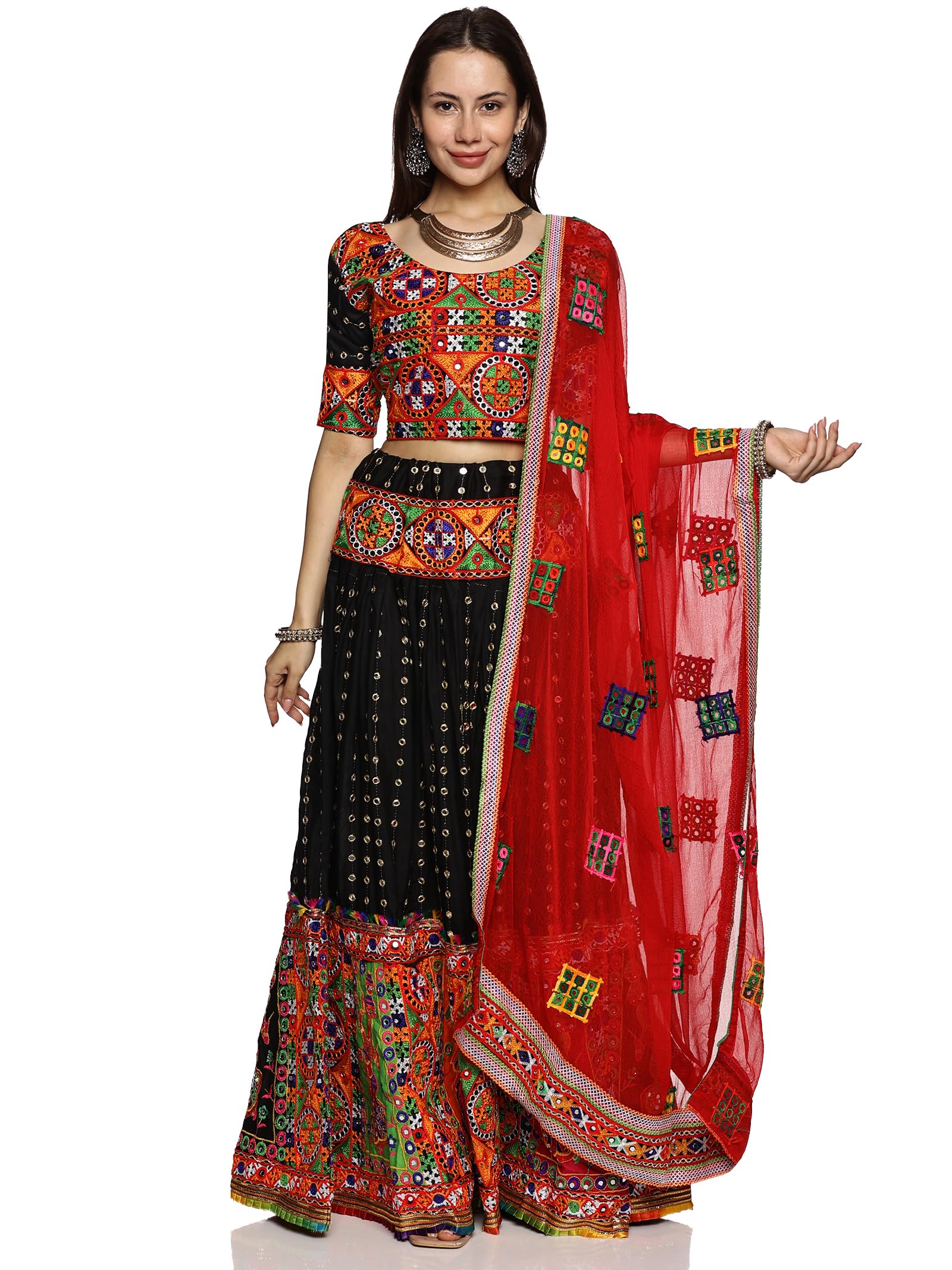 Buy KuJee Navratri Dandiya Lehenga Choli for Women in Black Color ...