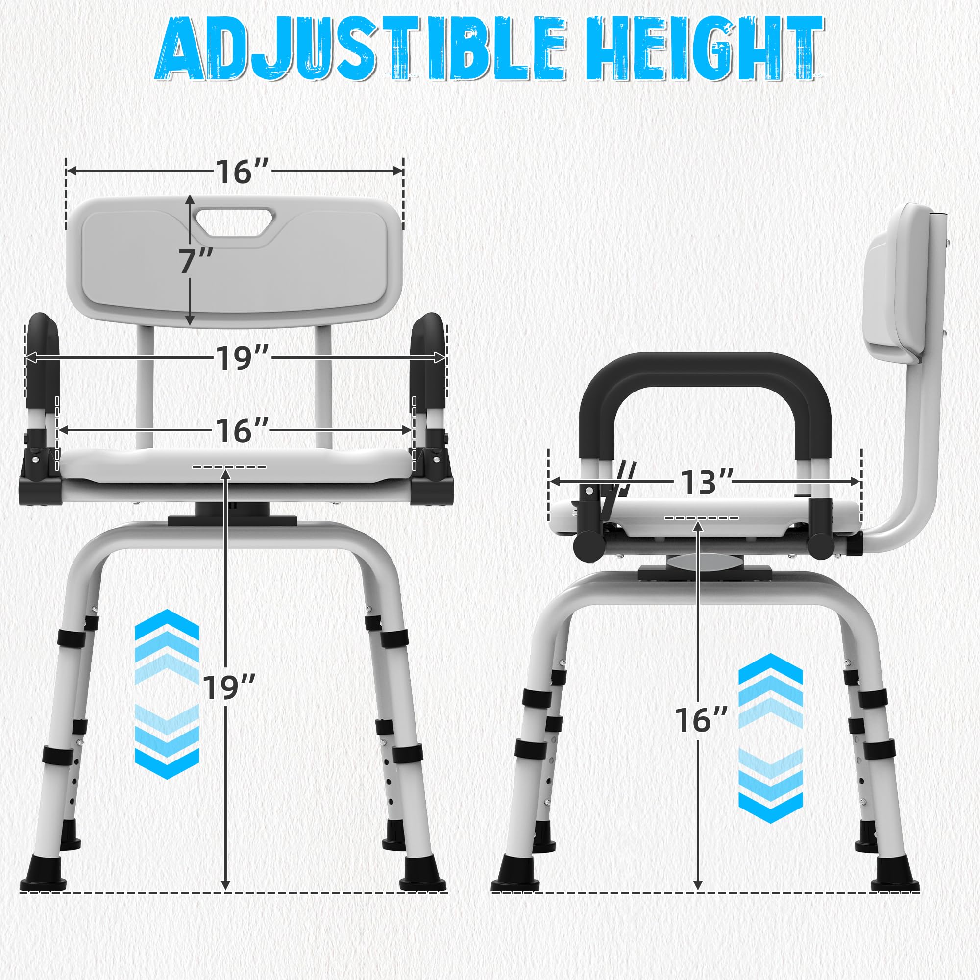 Snapklik.com : VNN Swivel Shower Chair For Inside Shower, Adjustable ...