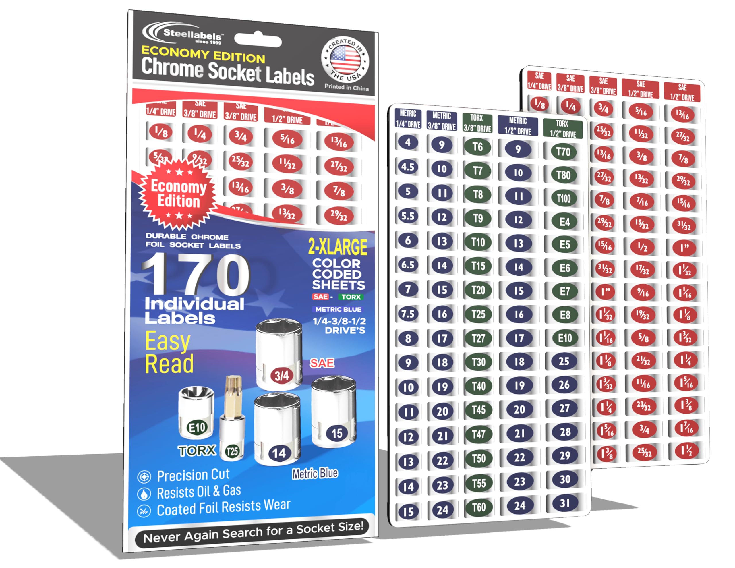 Snapklik.com : Chrome Foil Socket Labels Color-Coded Adhesive Stickers ...