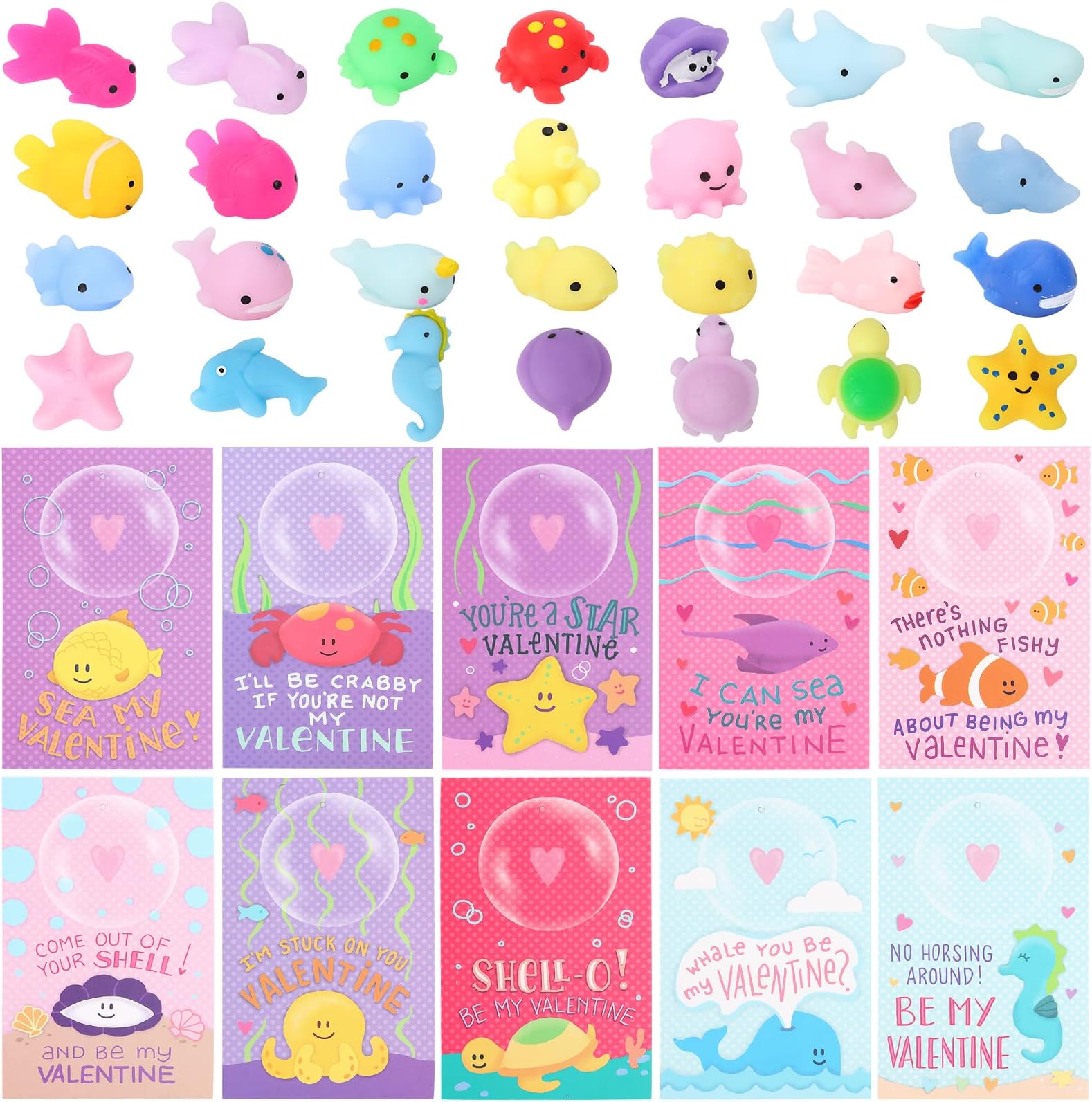 Amazon.com: Valentines Day Cards with Animal Mochi Squishy Toys for ...