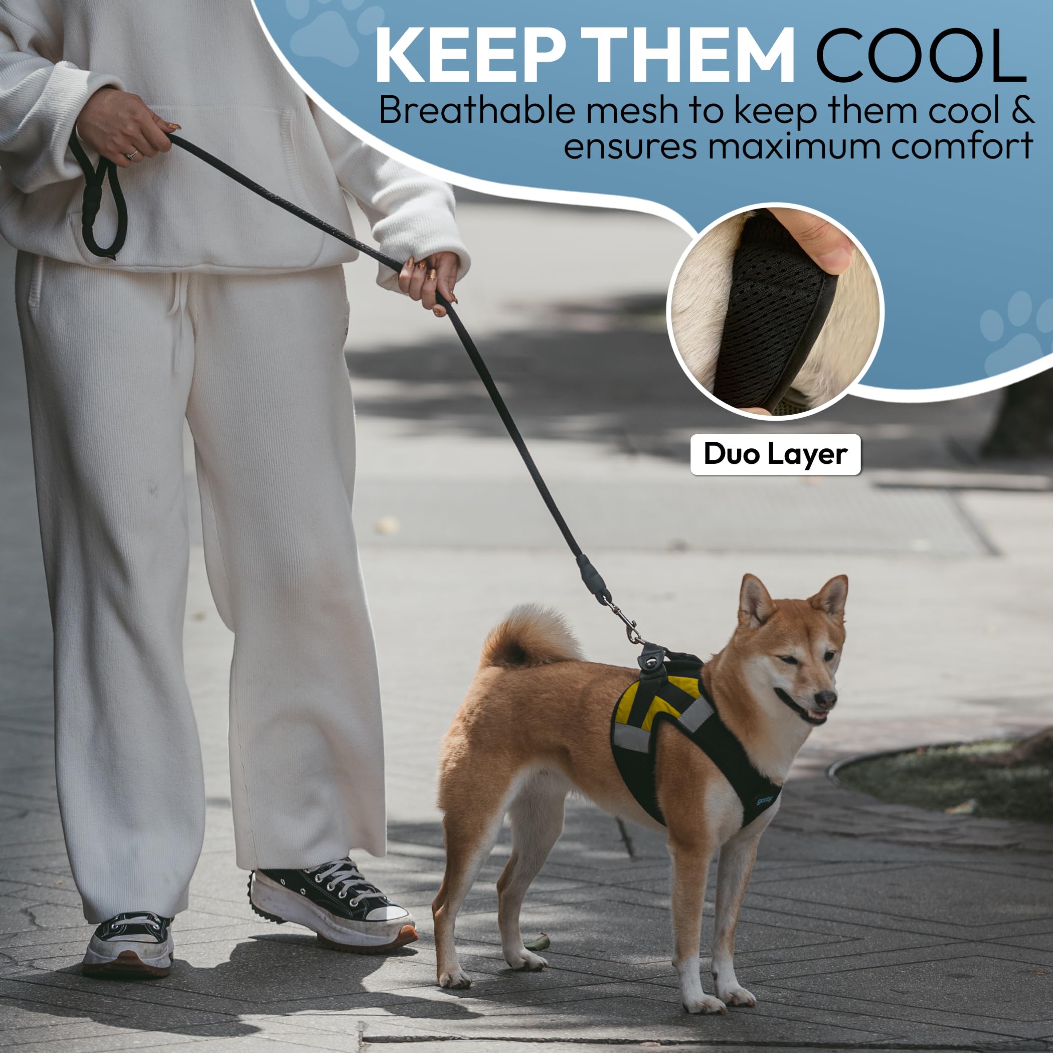 Snapklik.com : Gooby Soft Mesh X Step In Dog Harness - Yellow