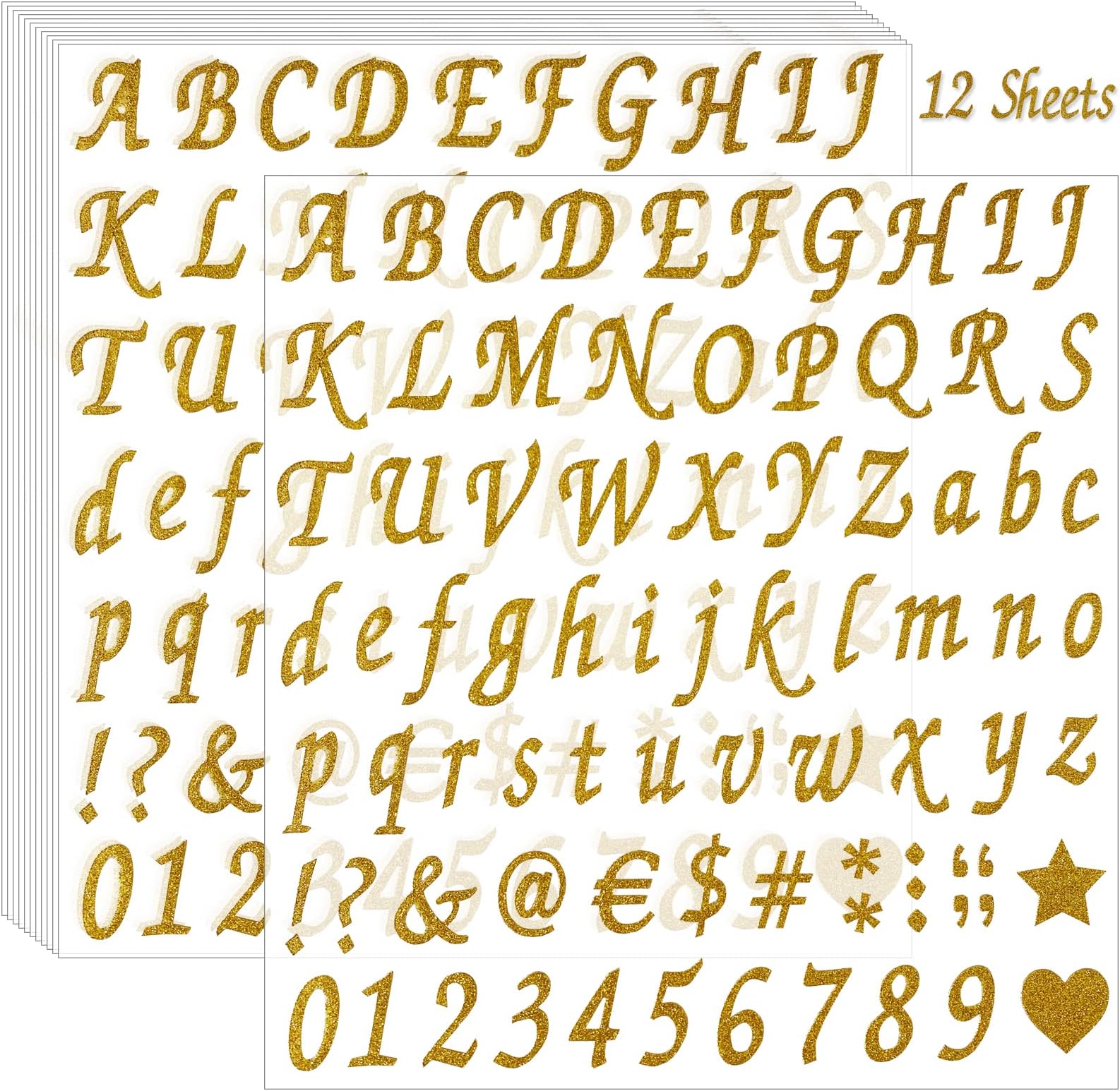 Amazon.com: Winorda 12 Sheets Glitter Alphabet Letter Stickers Glitter ...