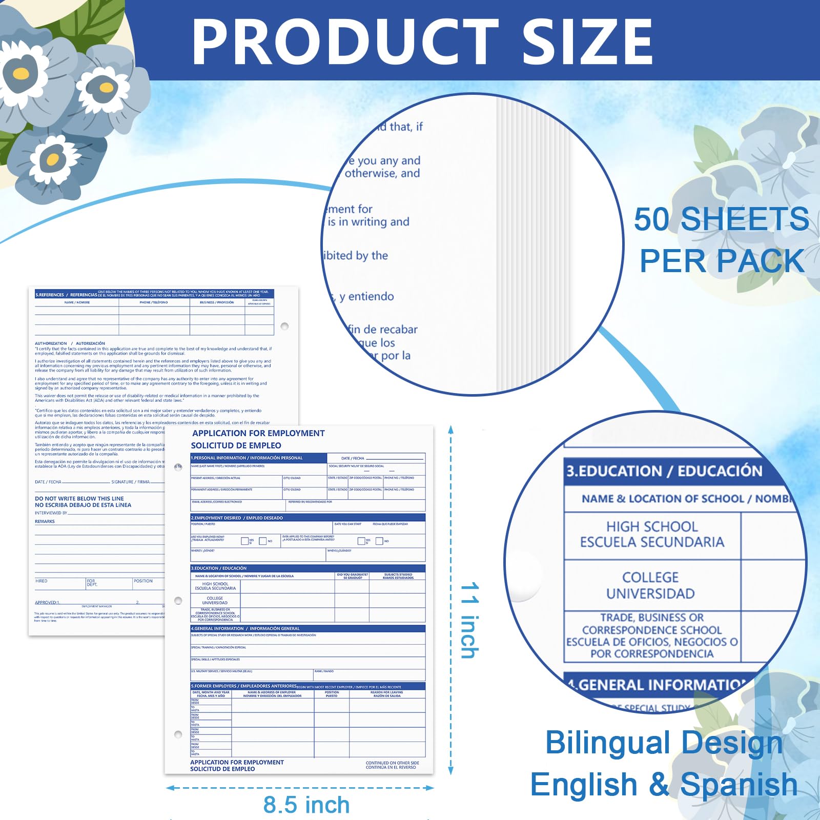8 3/8 X 11 Application Forms Employee Application Form Pad - 8 3/8 X 11 ...