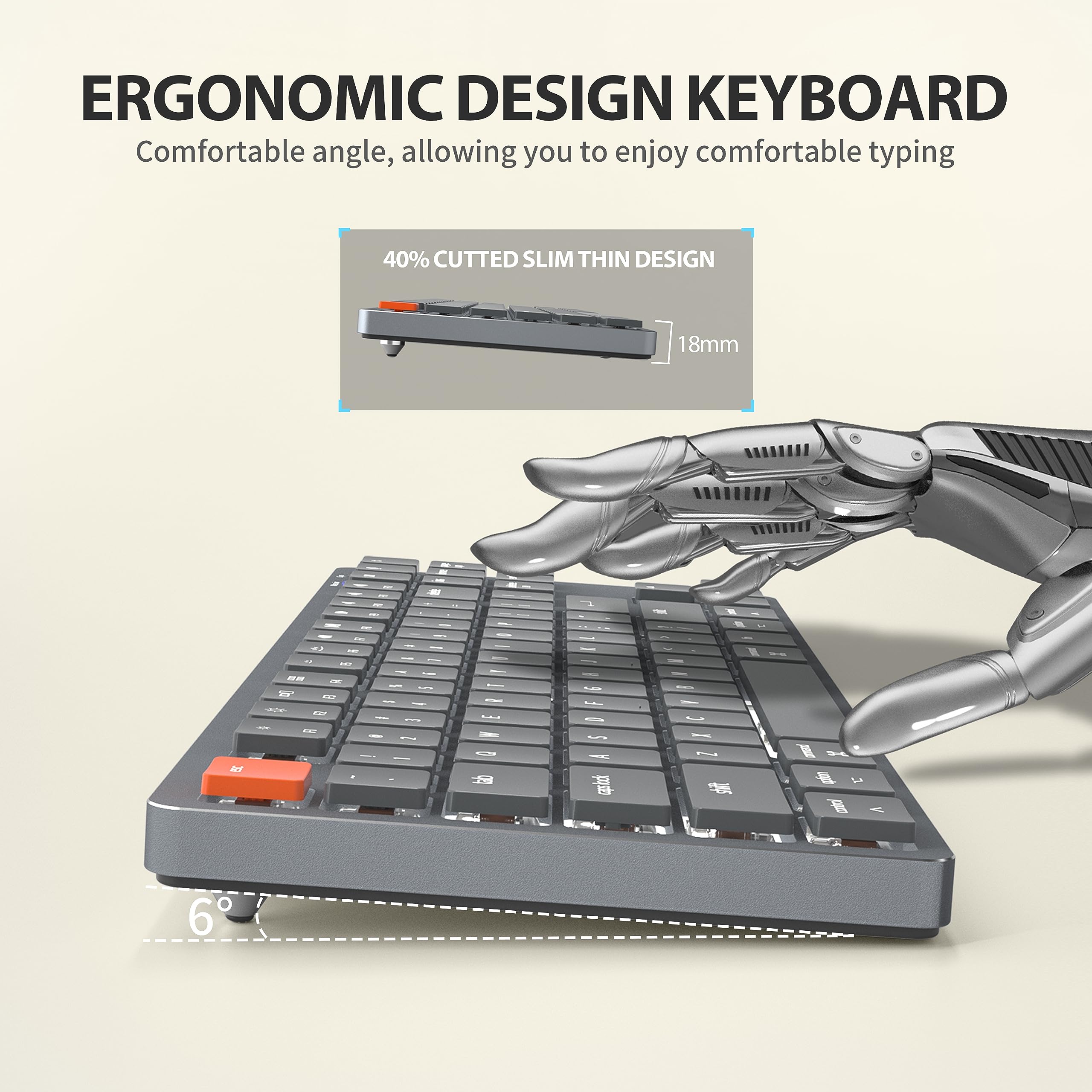 Low Profile Mechanical Keyboard for Mac, 87 Keys Ultra-Slim Brown ...