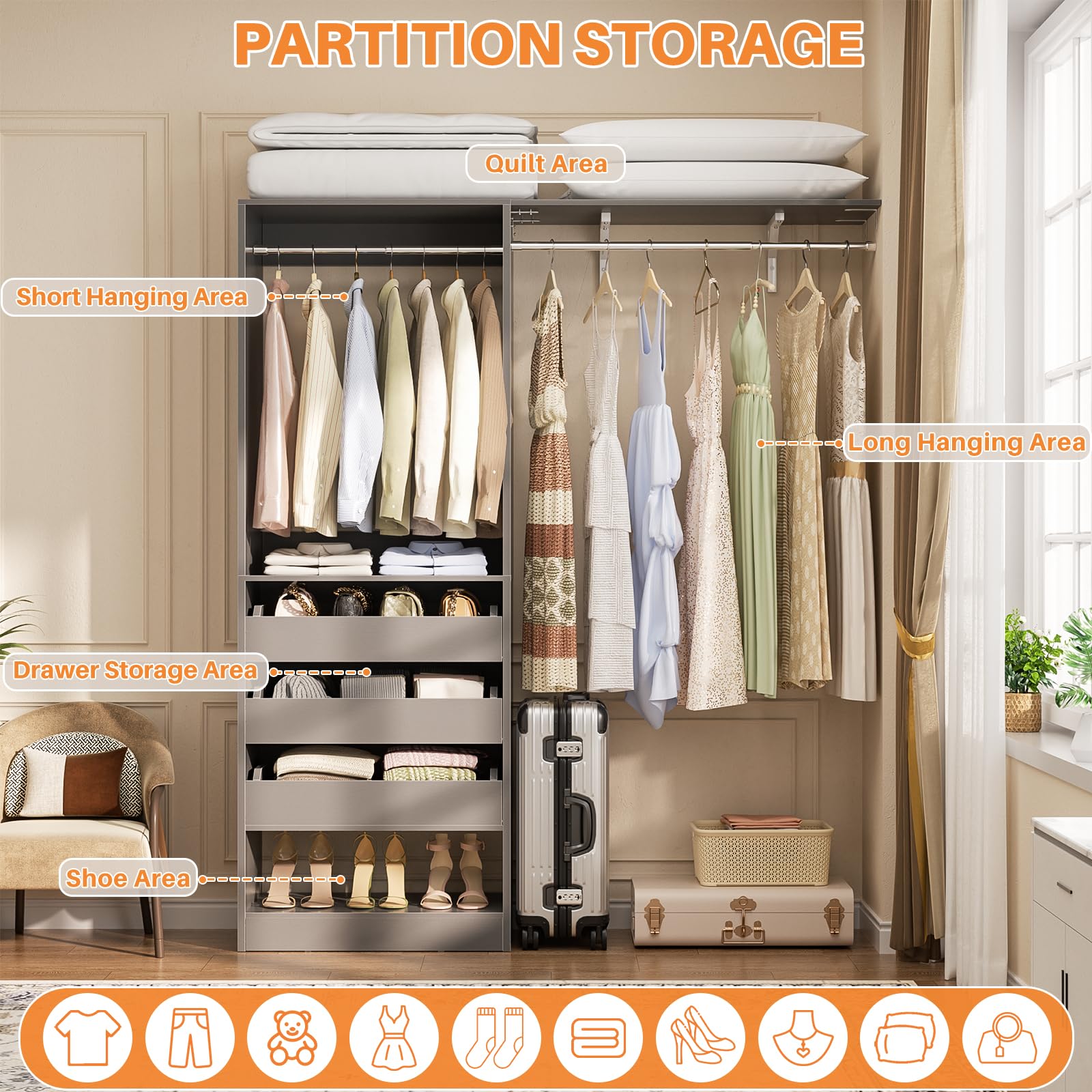 Wardrobe Organizer Homieasy Closet Organizer System Tower With Storage ...
