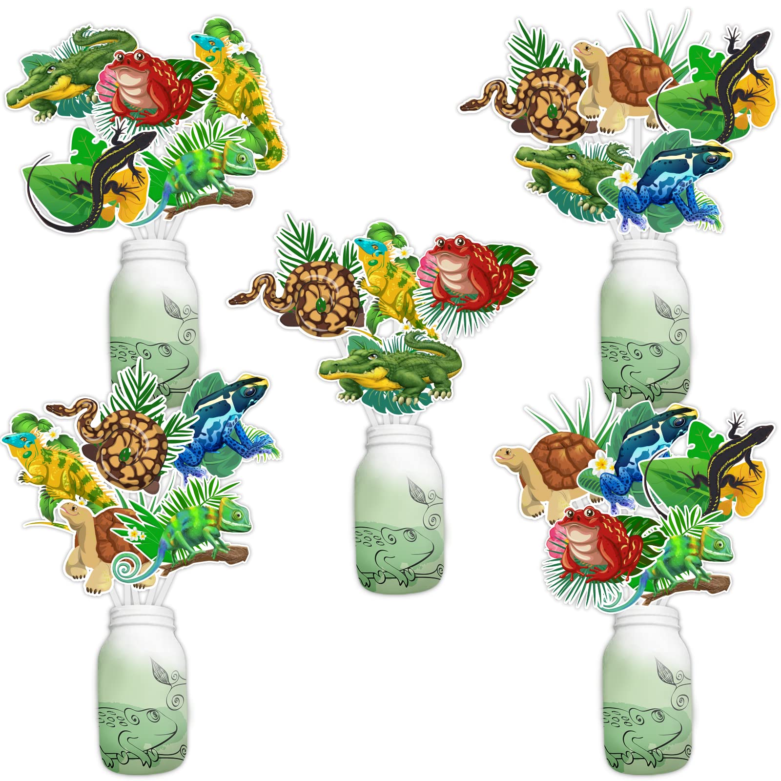 Amazon.com: Kreatwow Reptiles Birthday Party Decoration 24pcs Reptile ...