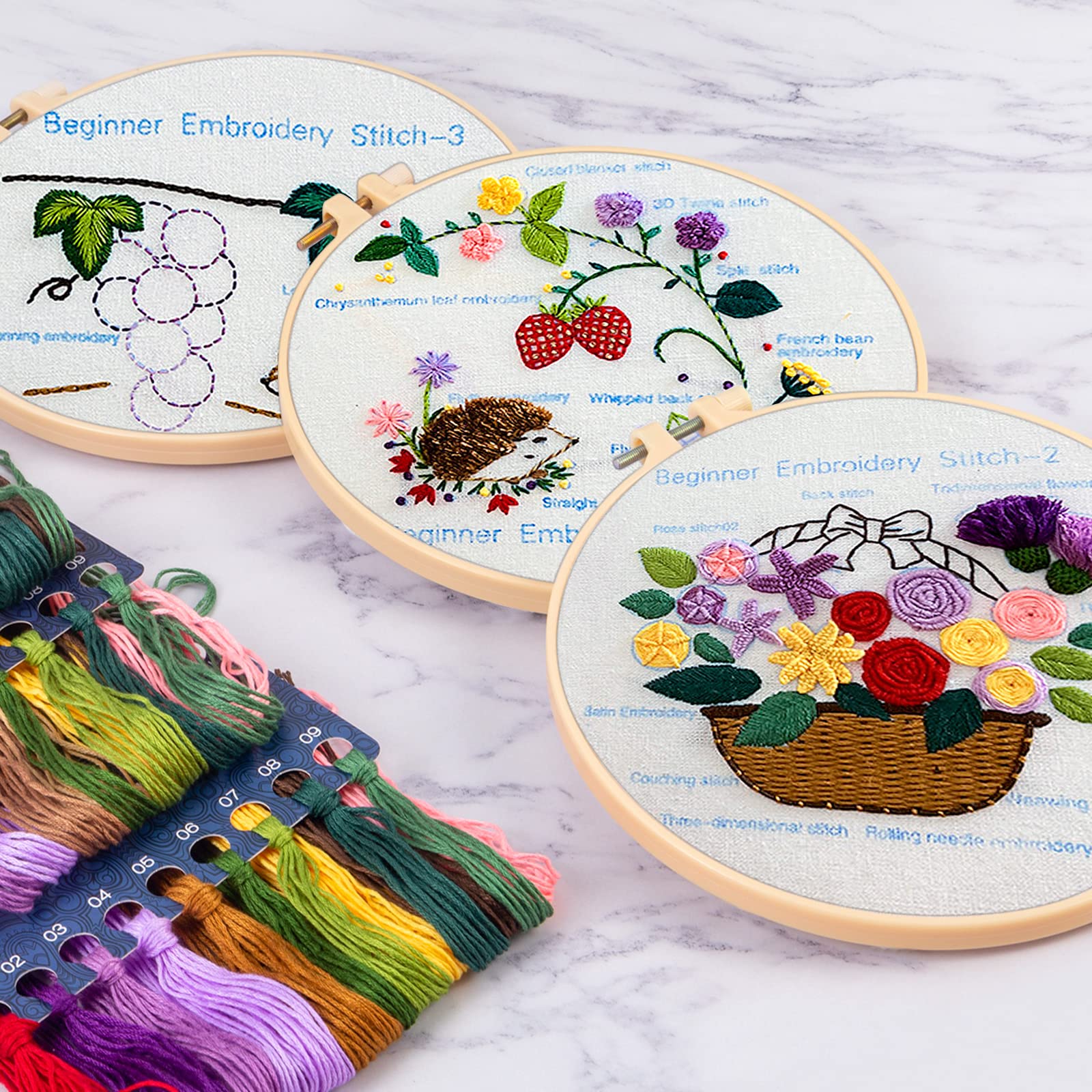 Snapklik.com : Chfine 3 Sets Embroidery Stitches Practice Kit, Learn 23 ...