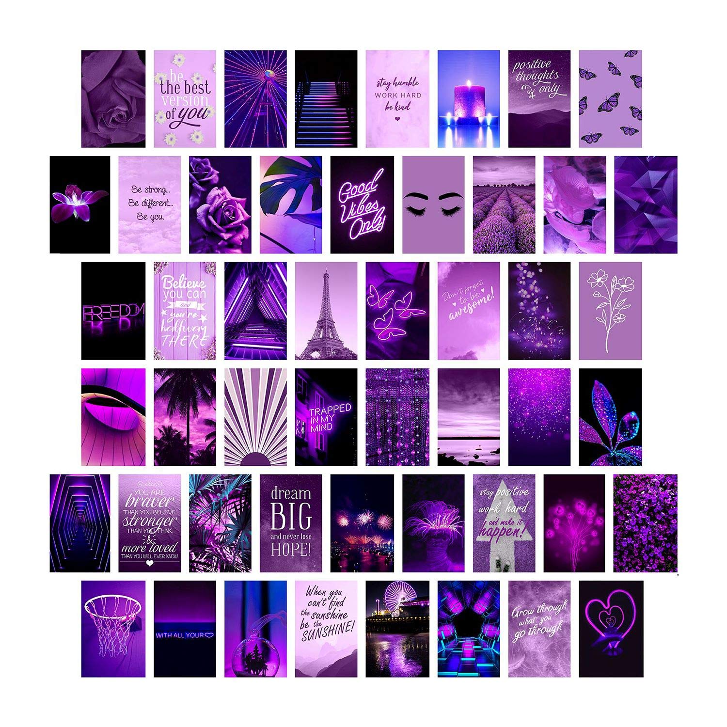Buy Purple Wall Collage Kit Aesthetic Pictures, Collage Kit for Wall ...