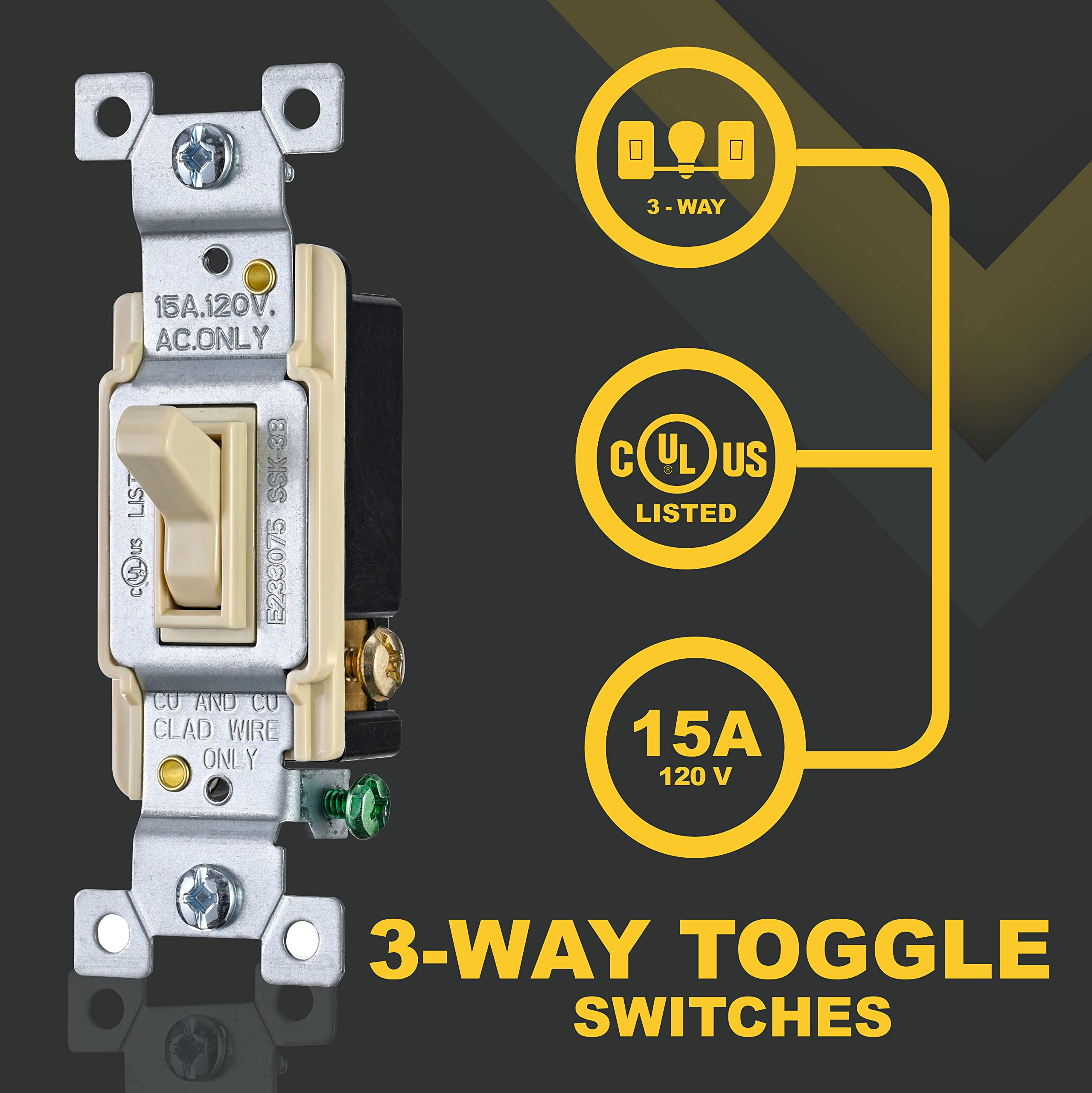 Snapklik.com : Faith Ivory 3-Way Toggle Light Switch (10-Pack) 3-Way ...