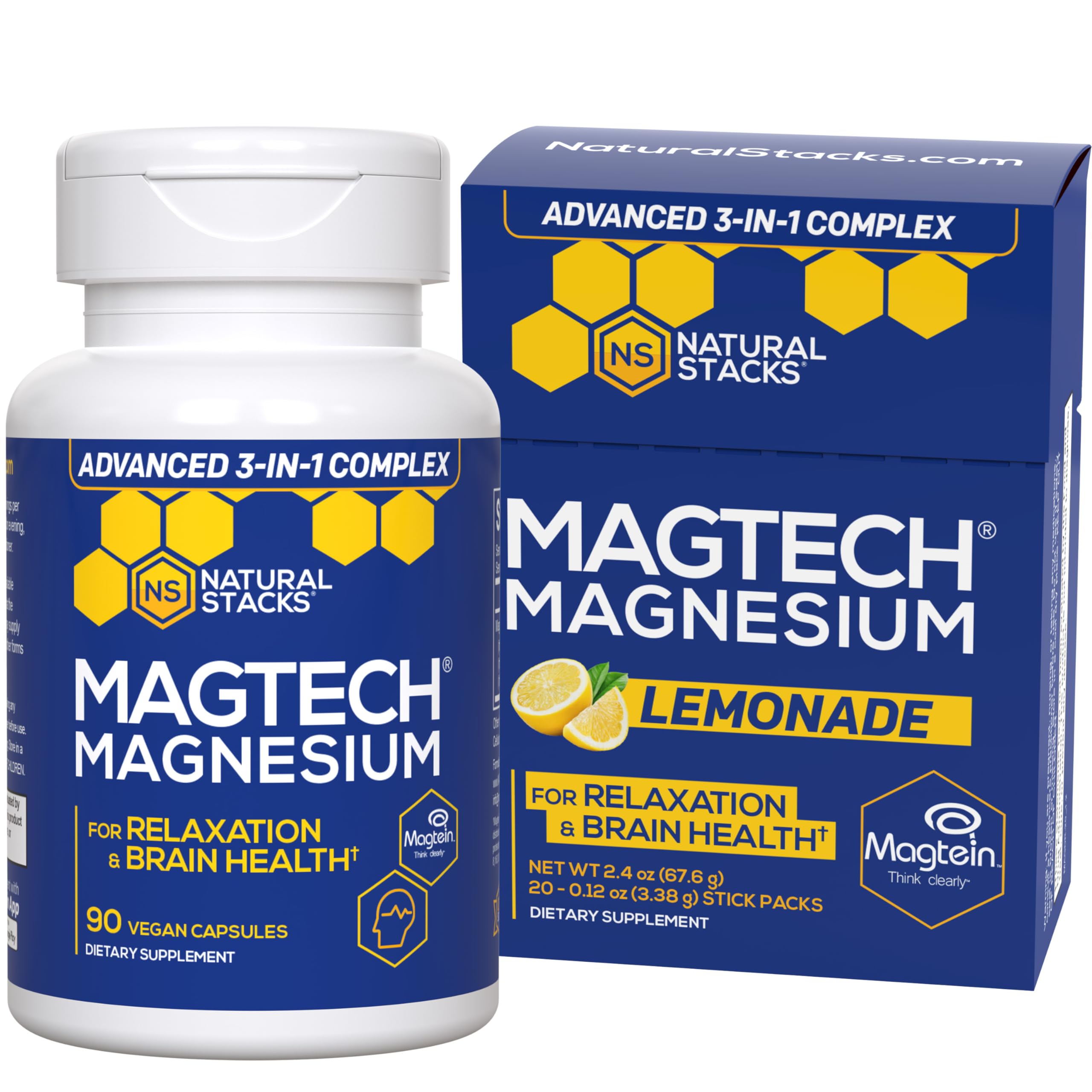 Amazon.com: NATURAL STACKS MagTech Magnesium Capsules + Magtech Drink ...
