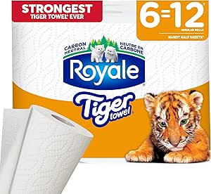 Royale Tiger Strong Paper Towel, 6 Equal 12 Rolls, 98 Sheets per Roll ...