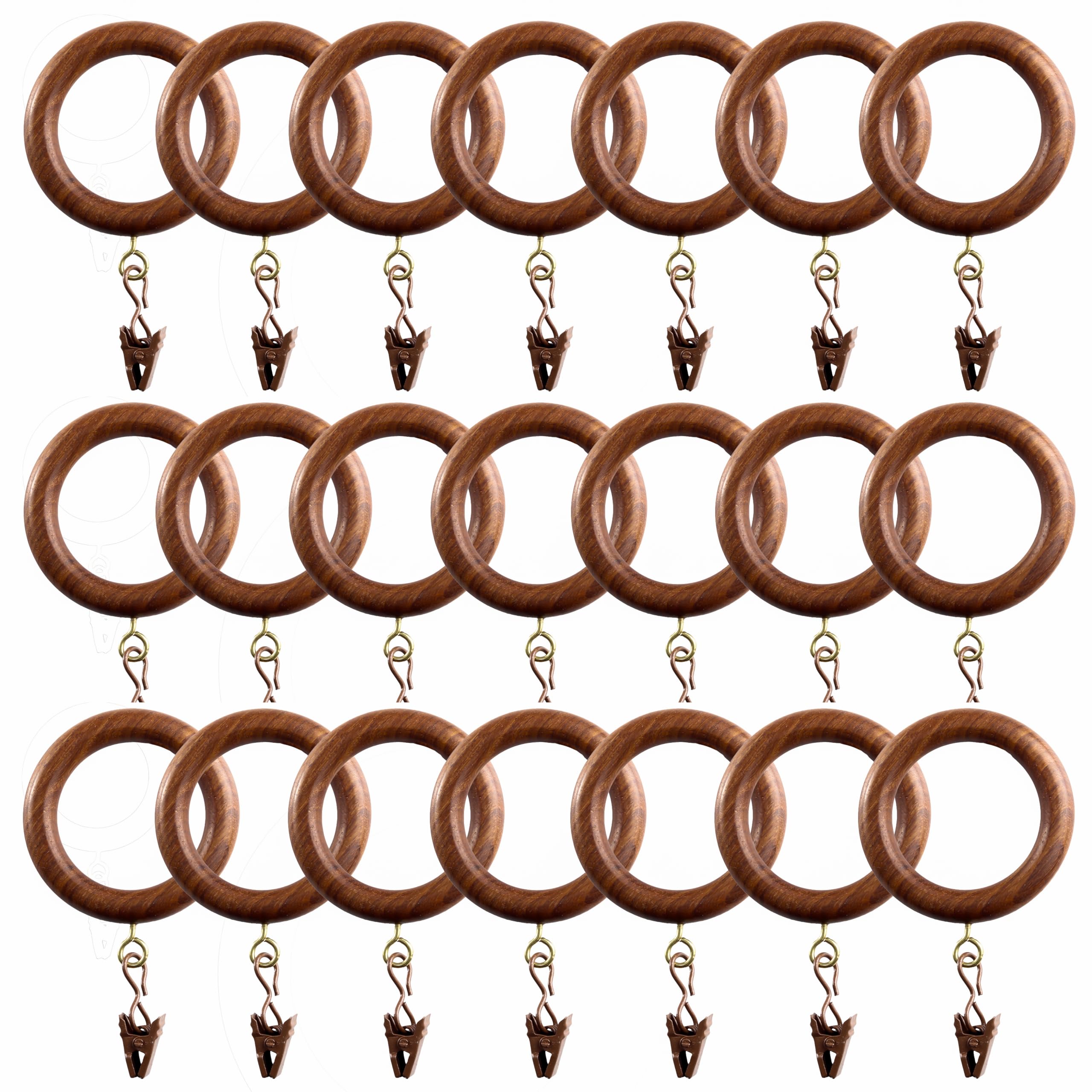 Amazon.com: 24 Pack Wooden Drapery Curtain Rod Rings with Clips for 1 ...