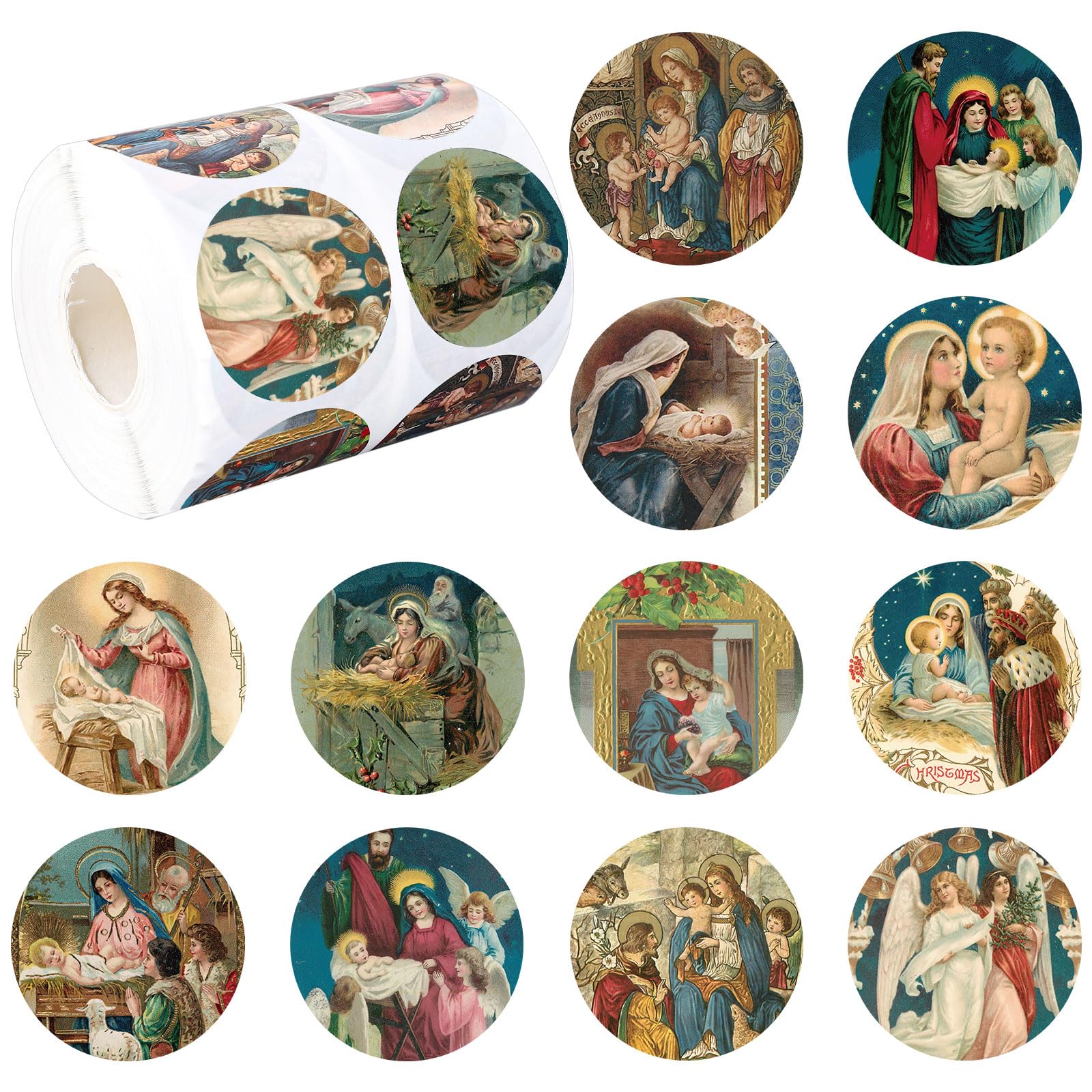 Amazon.com : AnyDesign 1000Pcs Christmas Stickers Roll Vintage Cartoon ...