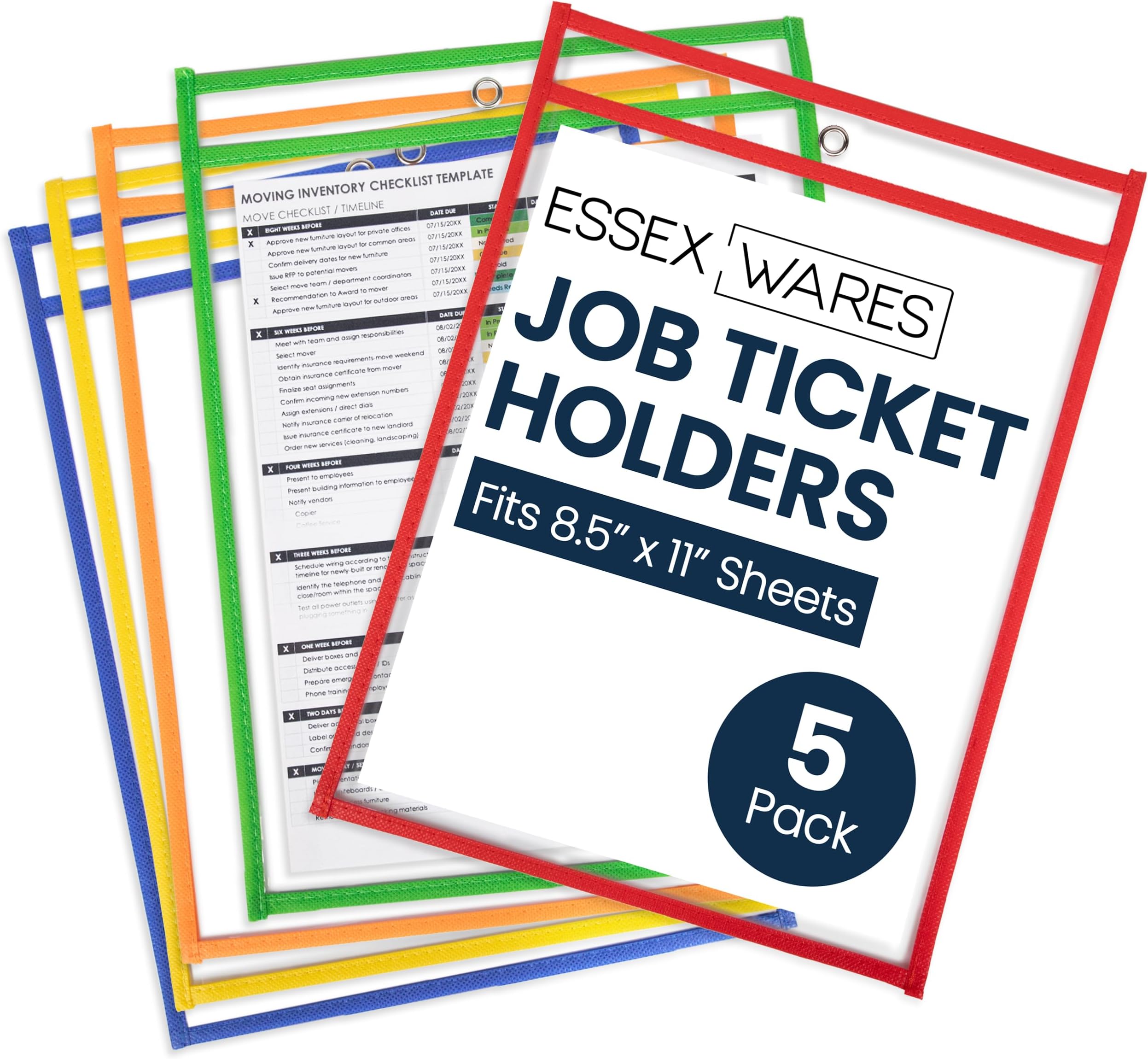 Amazon.com : Essex Wares - 5 Pack, Assorted, Job Ticket Holders, 10 ...