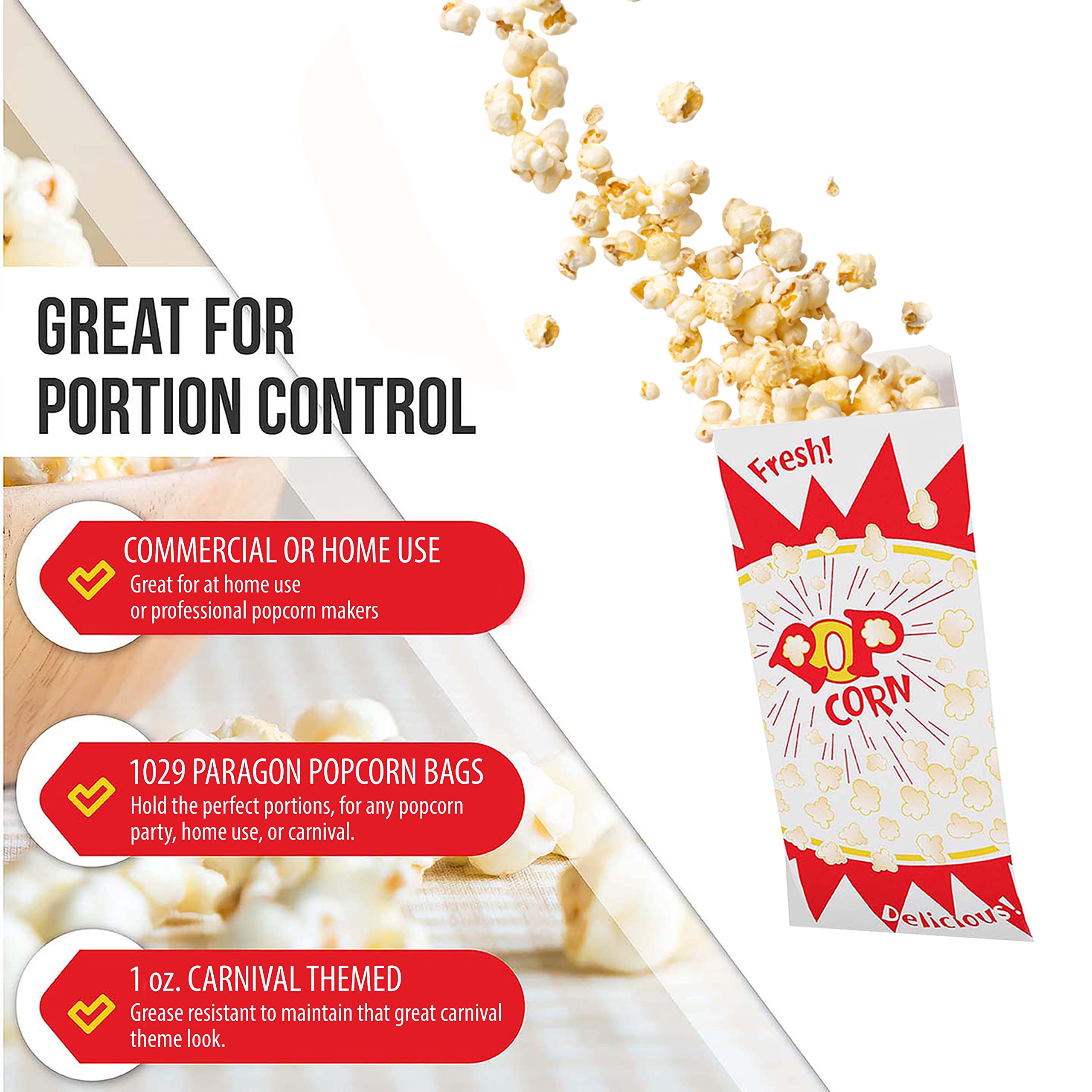 Snapklik.com : 200 Popcorn Bags, Popcorn Machine Supplies Set, 1 Oz ...