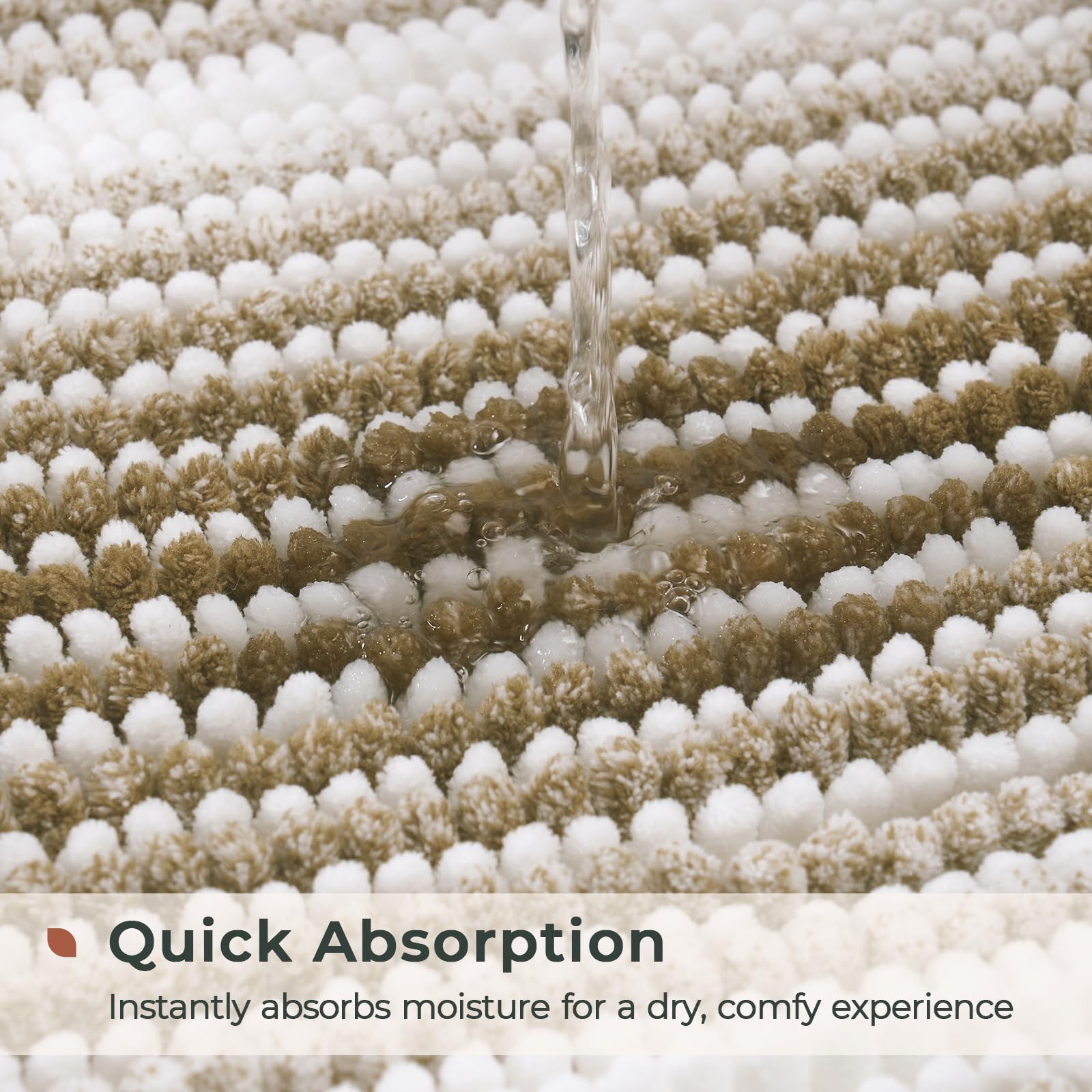 FRESHMINT Ombre Chenille Bathroom Rugs Set 2 Piece 17"x24"+20"x32", Striped Absorbent Soft Bath ...