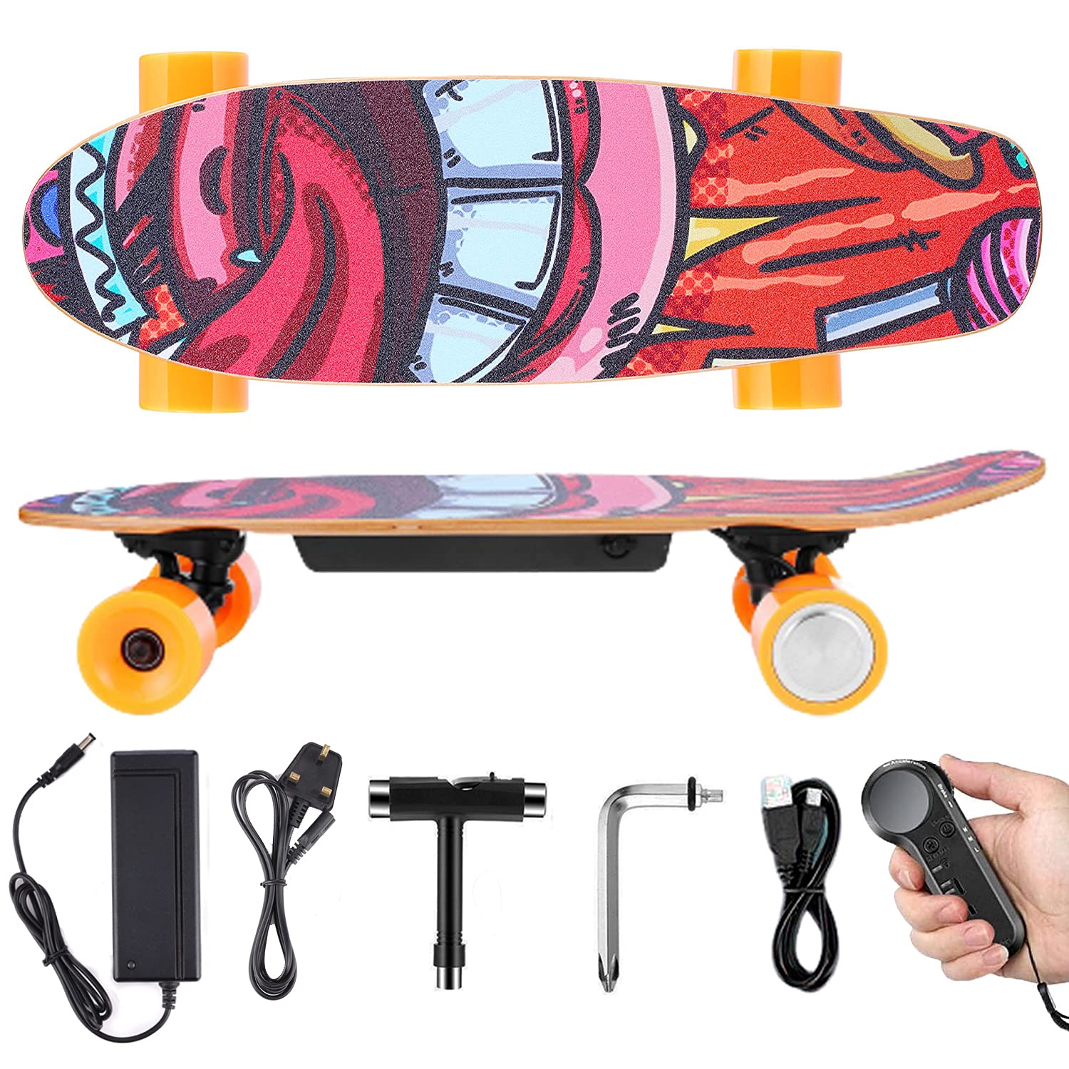 Electric Skateboard Complete with Wireless Remote Control 350W Motor, 7 ...