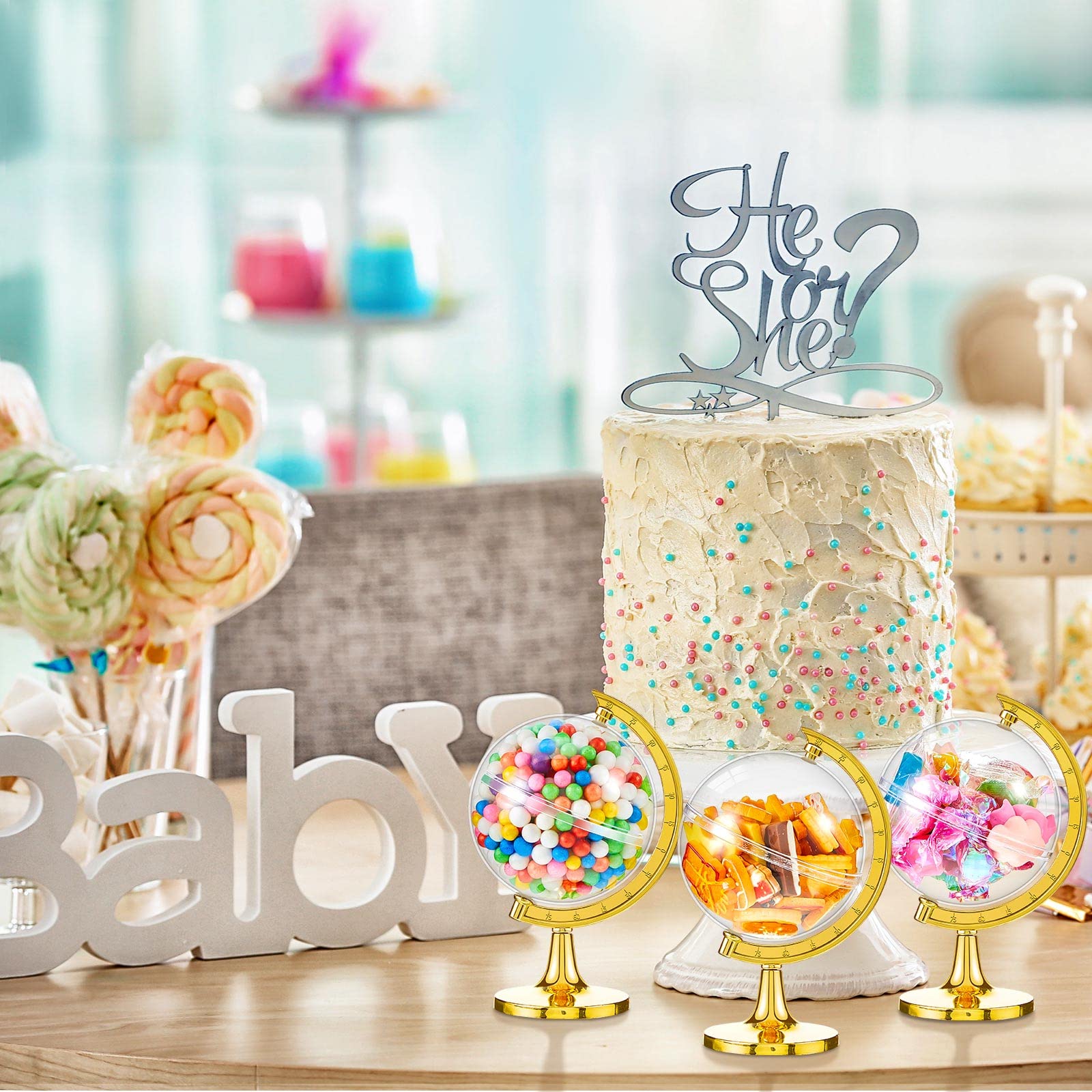 Suclain 60 Pieces Mini Globe Candy Container Gold Globe Party Favors ...