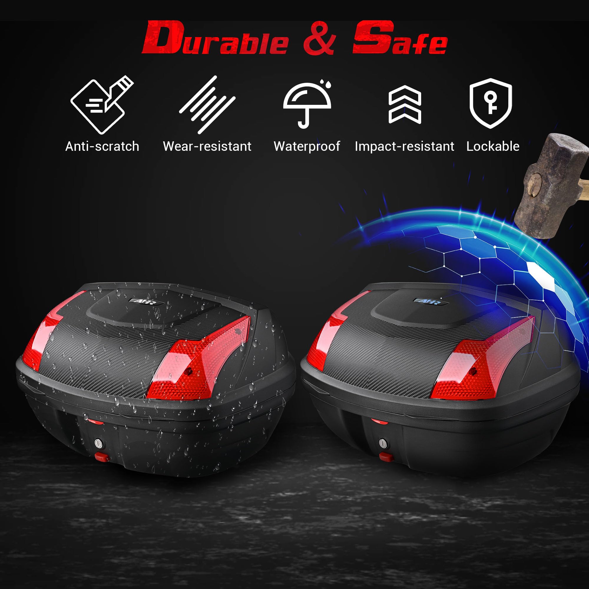 Snapklik.com : Yescom AHR Motorcycle Trunk Black Motorcycle Top Case ...
