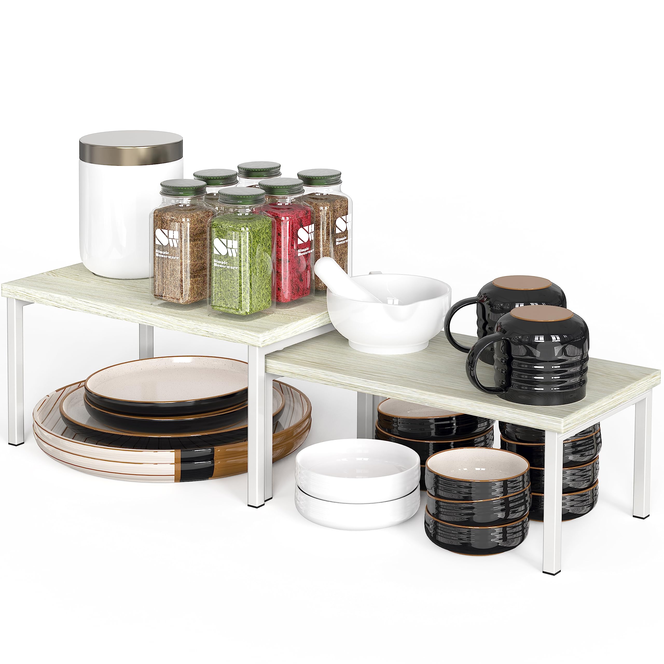 SimpleHouseware Expandable Stackable Kitchen Cabinet and Counter Shelf ...