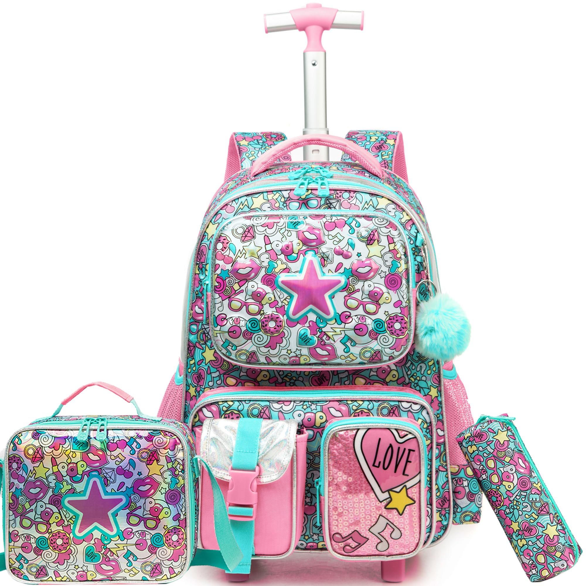 Amazon.com | Meetbelify Kids Rolling Backpack with Wheels for Girls ...