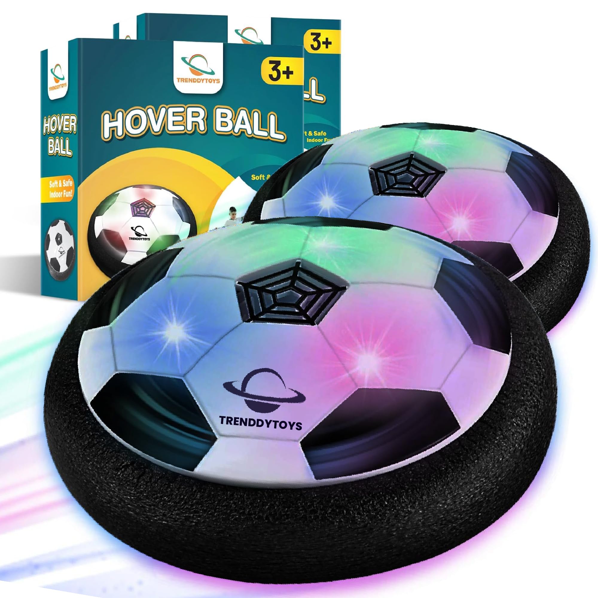 Amazon.com: TRENDDYTOYS Hover Soccer Ball, Set of 2 LED Light Foam ...