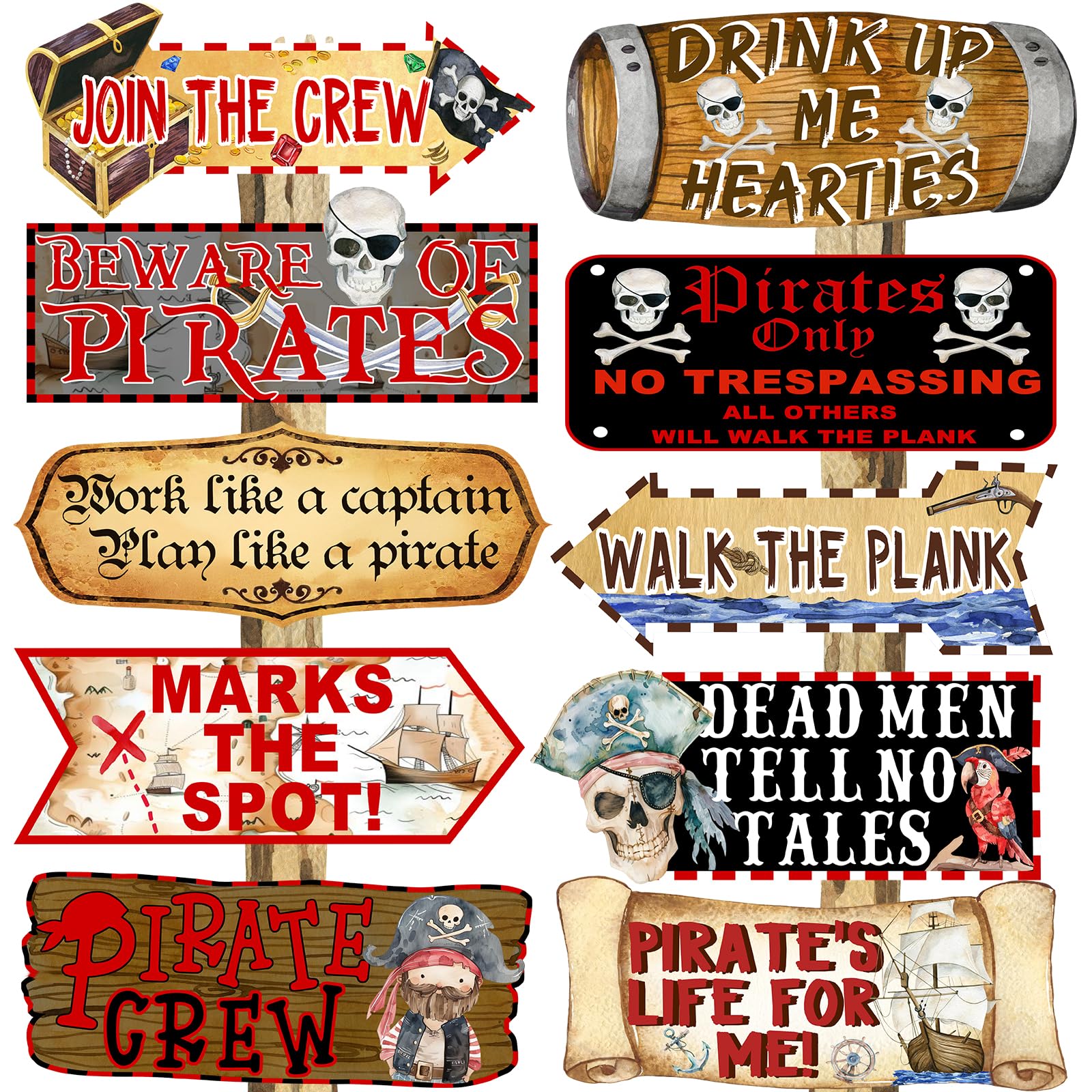 Amazon.com: 20-Piece Pirate Party Directional Signs Decor – Perfect for ...