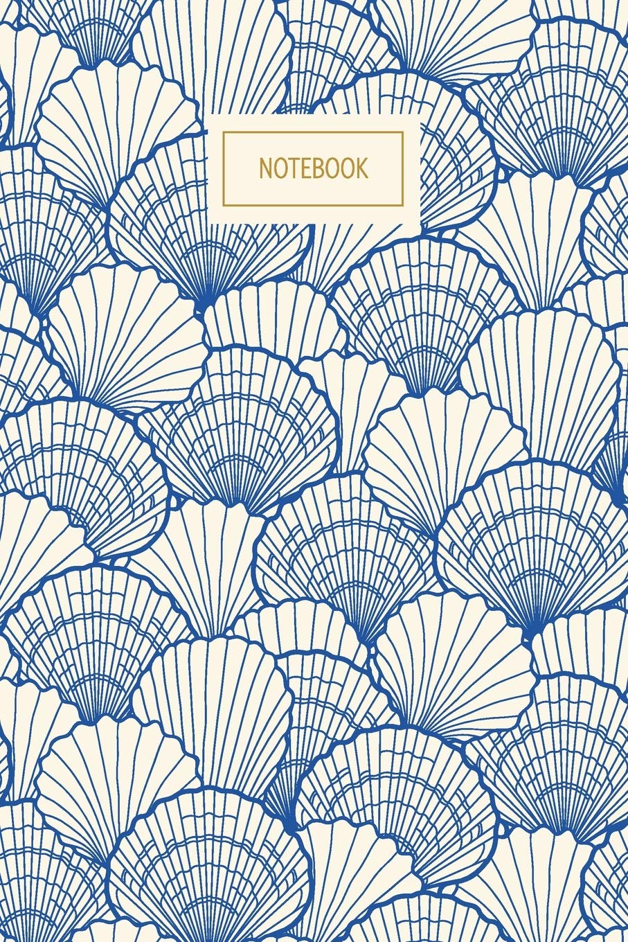 Notebook: Seashell Lined Notebook & Journal | Vintage Cream and Blue ...