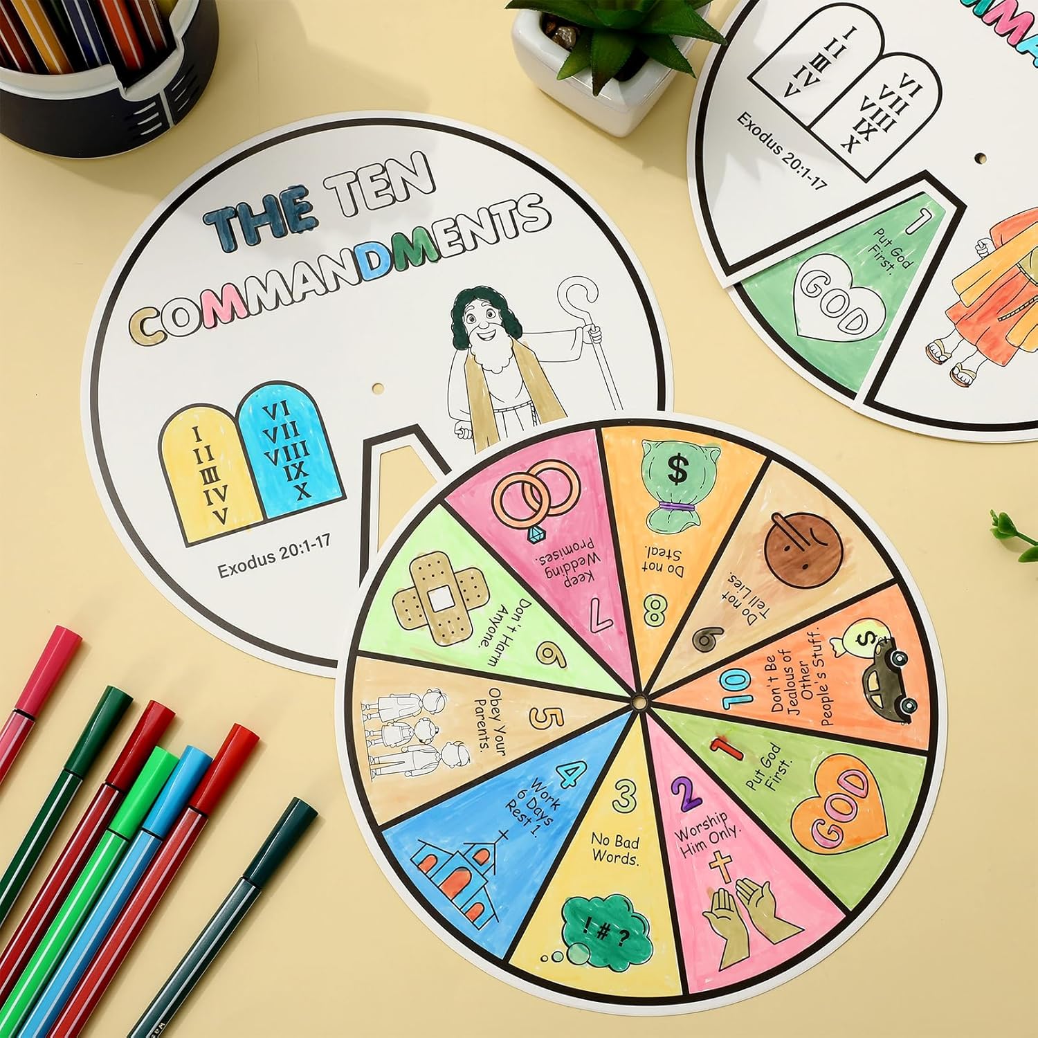 JarThenaAMCS 30 Sets Ten Commandments Coloring Wheel Bermuda | Ubuy