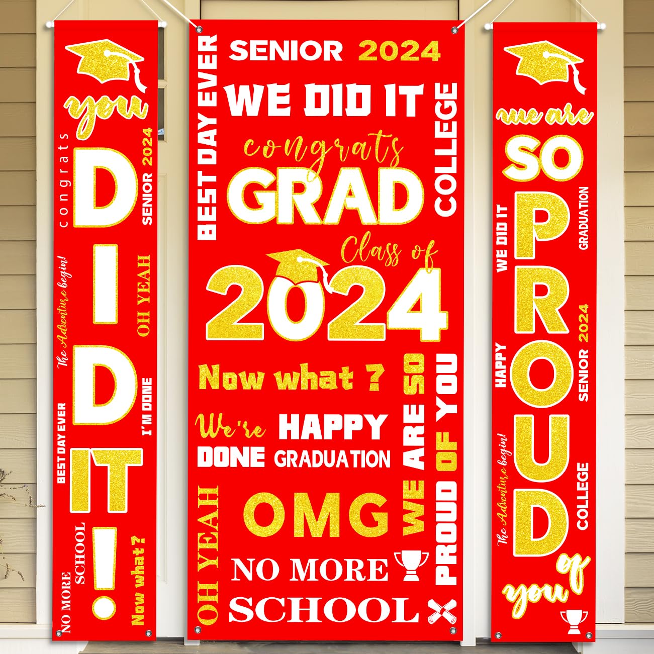 Red and Gold Graduation Party Decorations Class of 2024 Maroon Porch ...