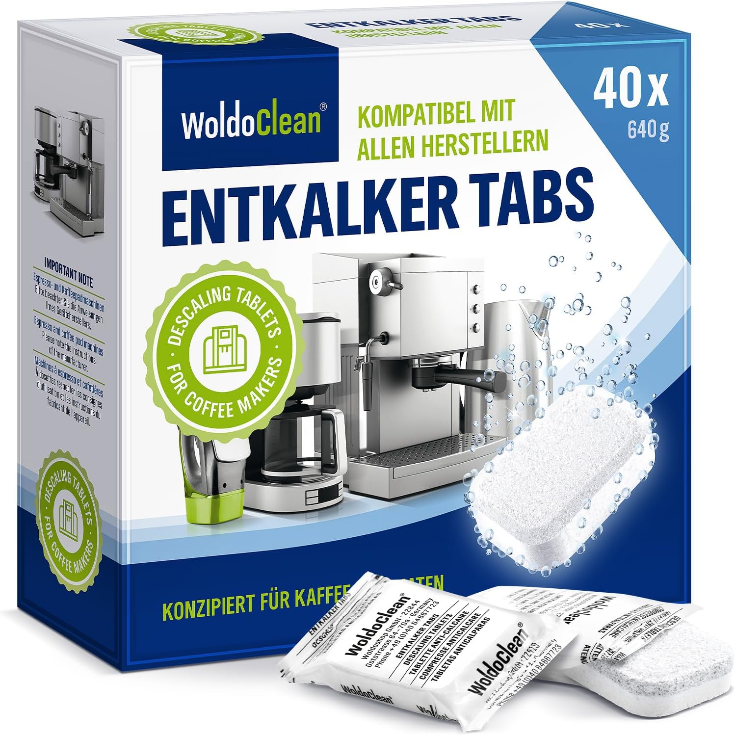 Descaler Tablets for Coffee Machine and Kettle - 40x 16g Compatible ...