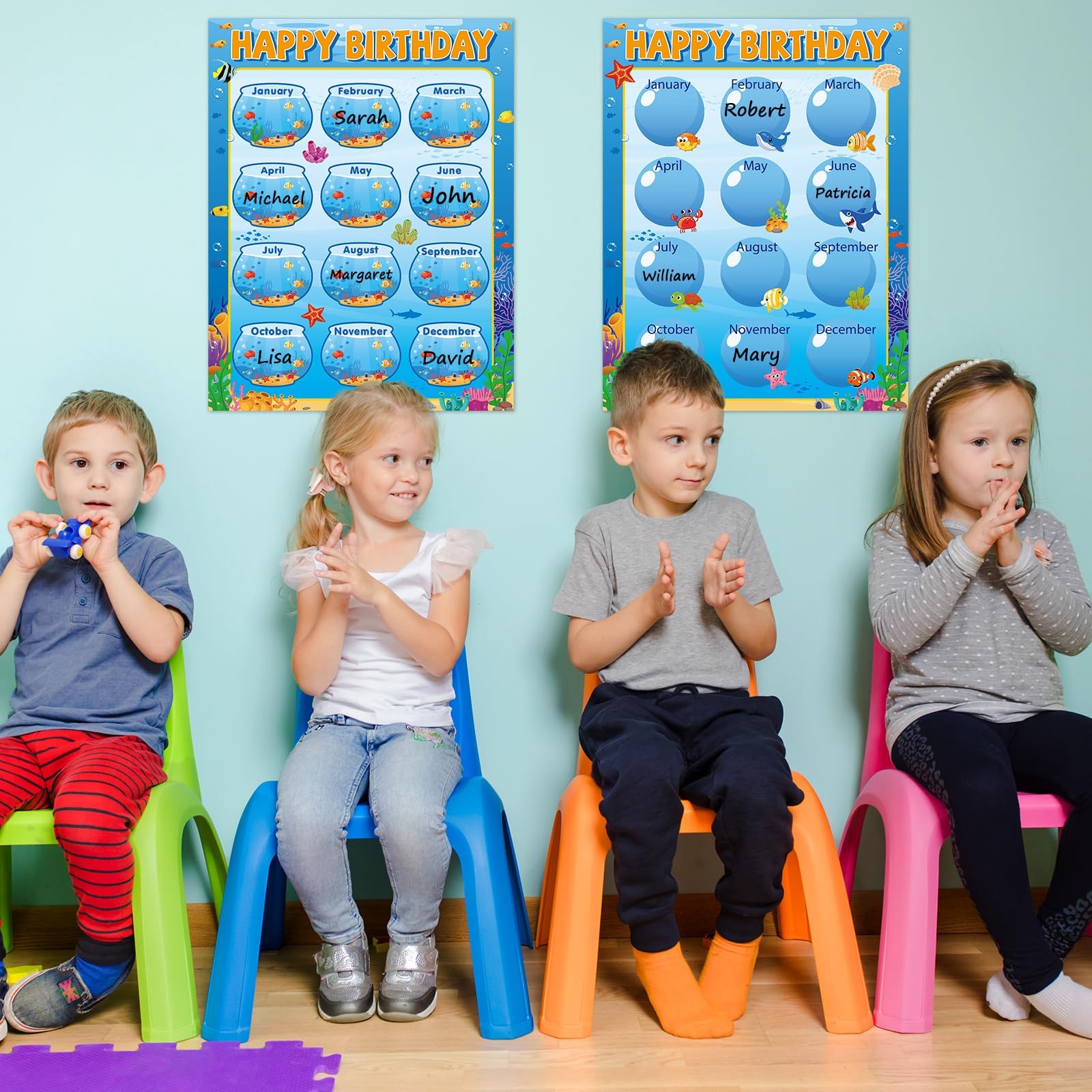 Sea Animals Classroom Decor Ocean Birthday Chart Poster 16x24 Inch ...