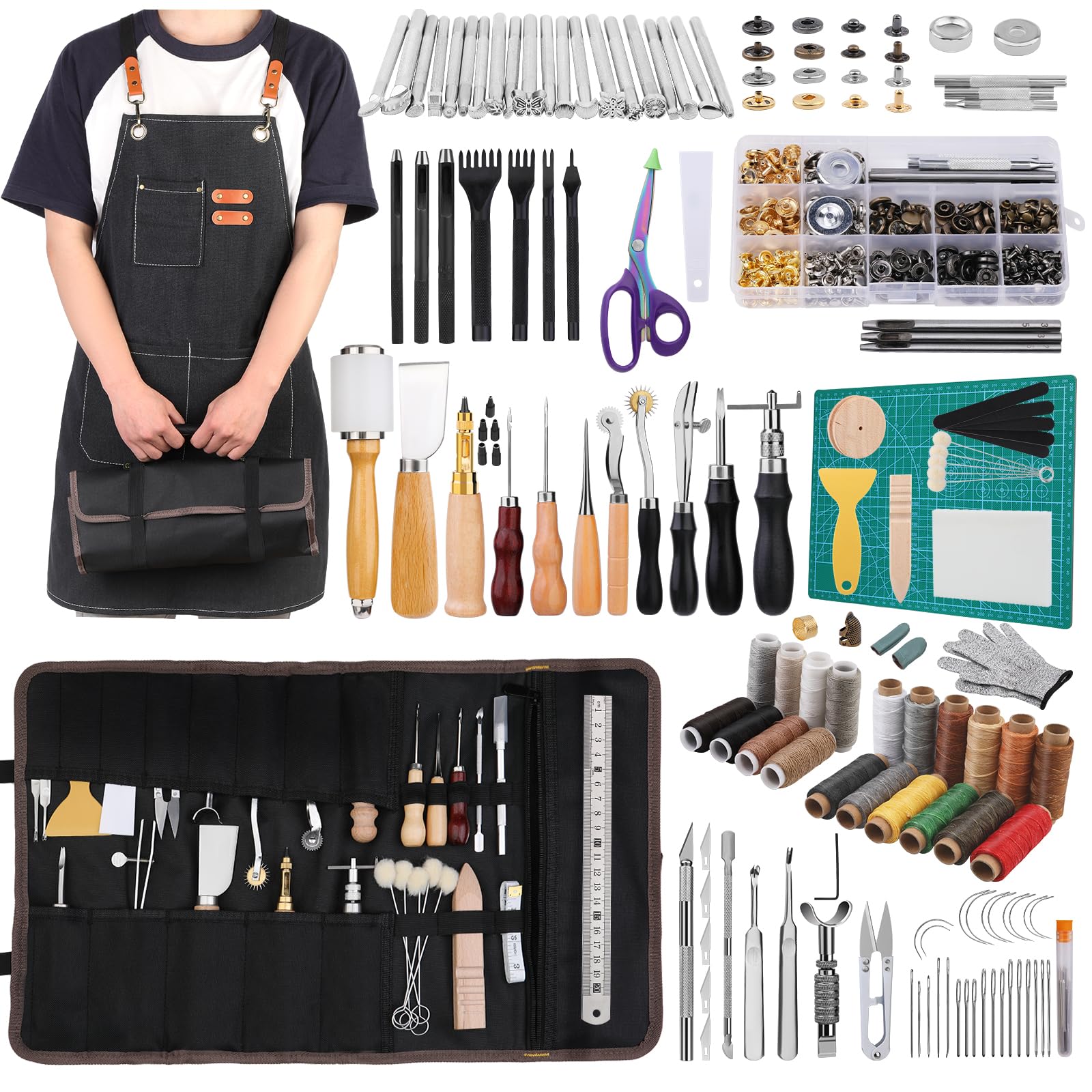 456Pcs Leather Working Tool Kit, Leather Craft Kits, Leather Sewing ...