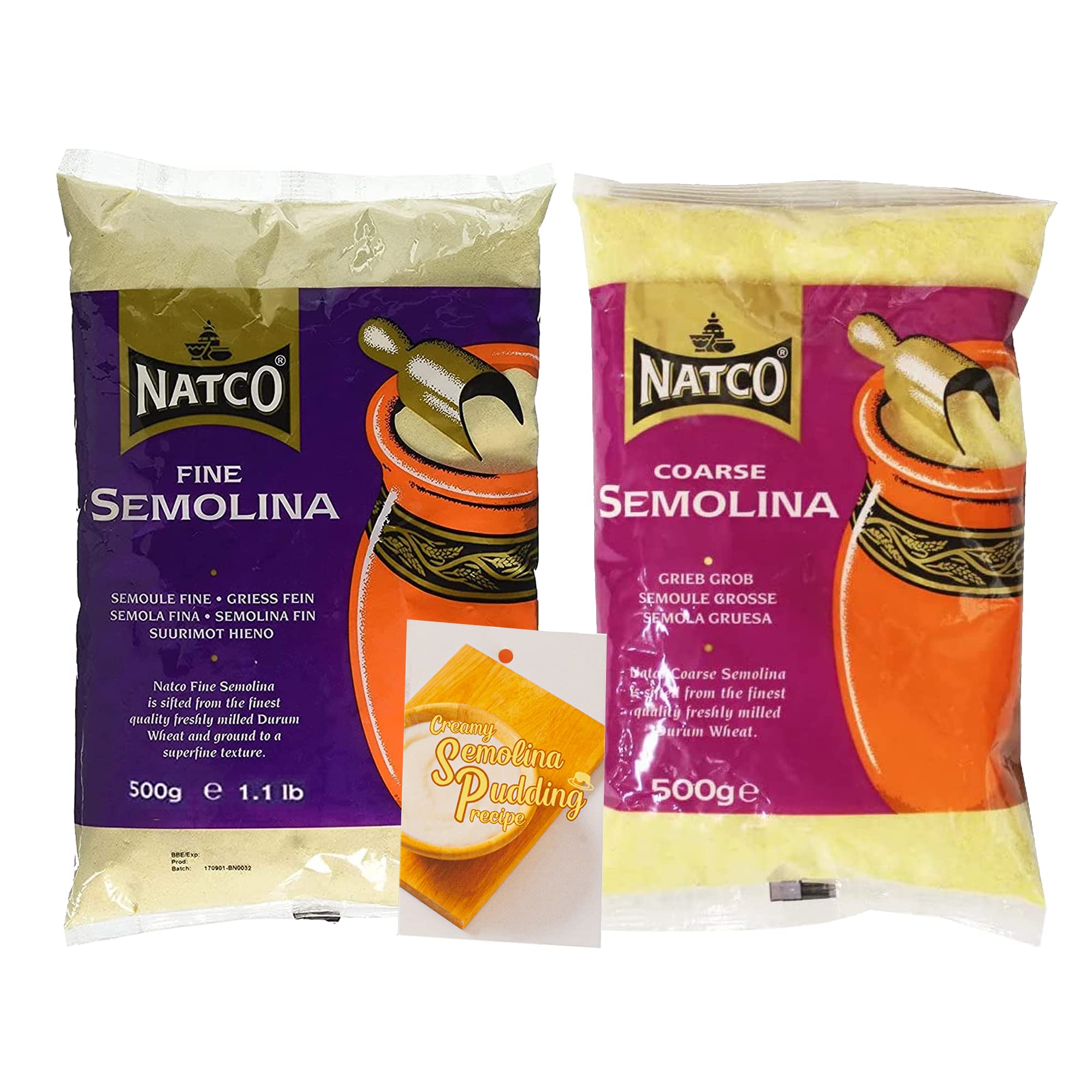 (2 Pack) 500g Natco Course and Fine Semolina Flour for Pizza, Pasta ...