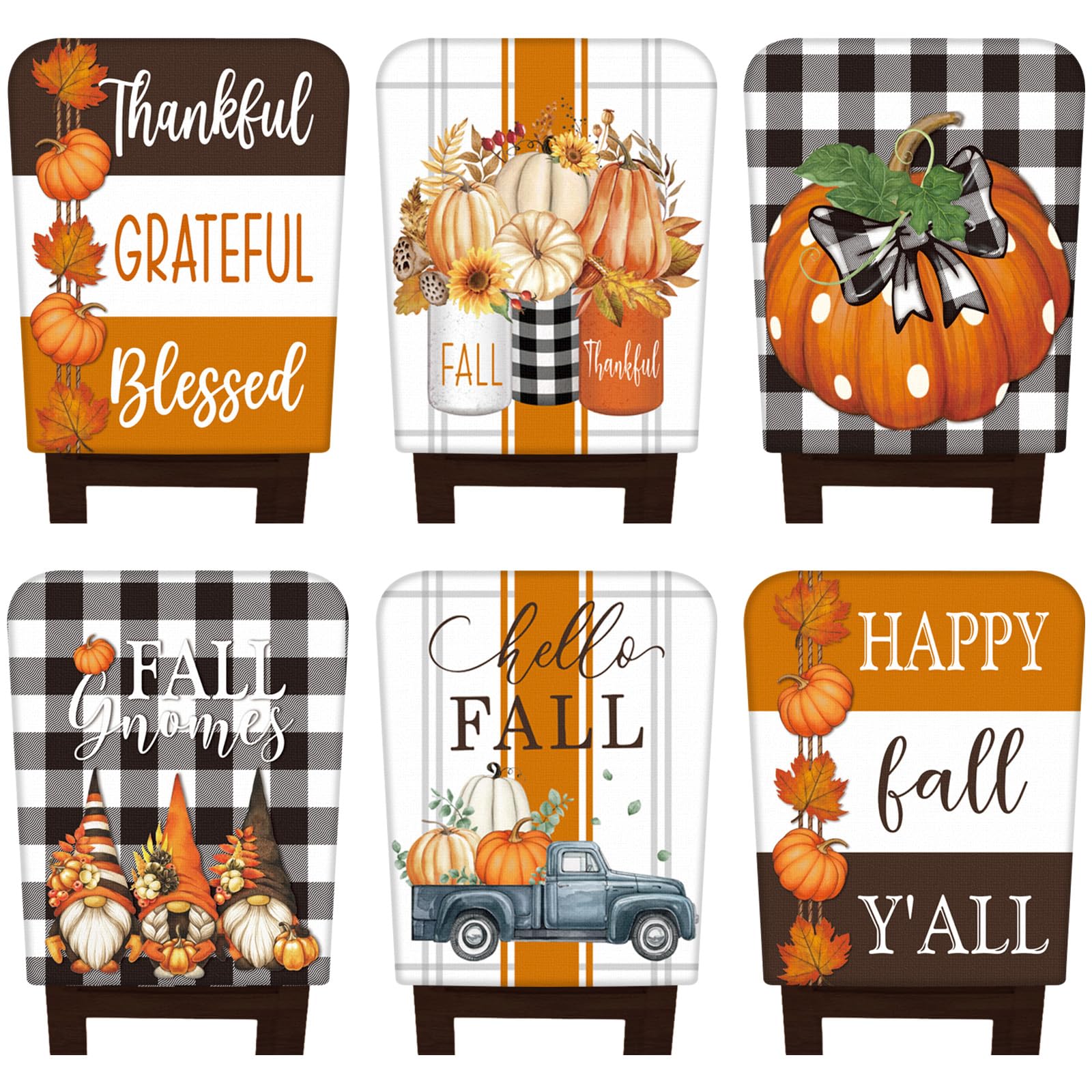 Amazon.com: Windkream 6 Pcs Fall Chair Covers Set Autumn Chair Back ...