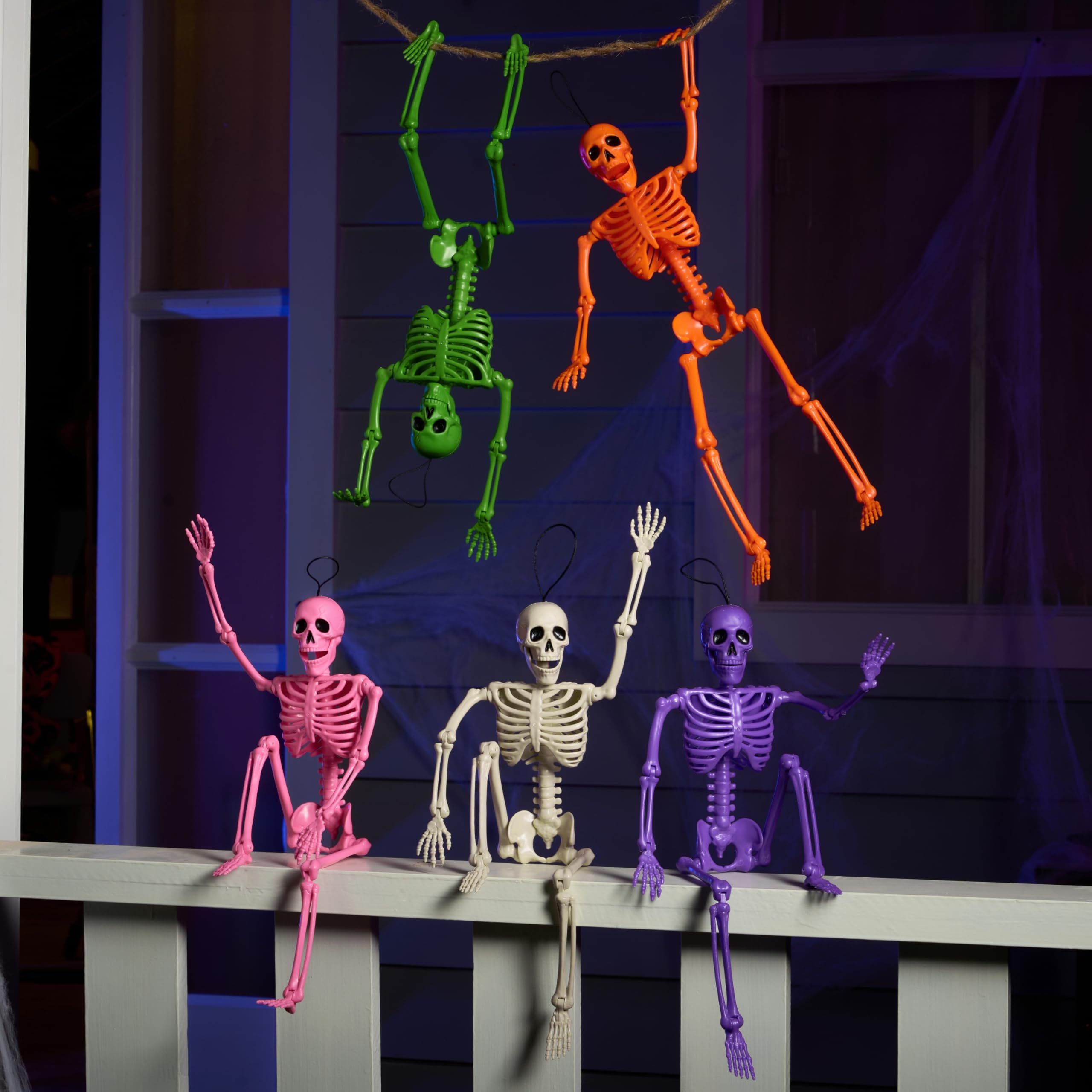 Snapklik.com : 5 PCS Posable Halloween Skeleton Decor 16 Inches, Full ...
