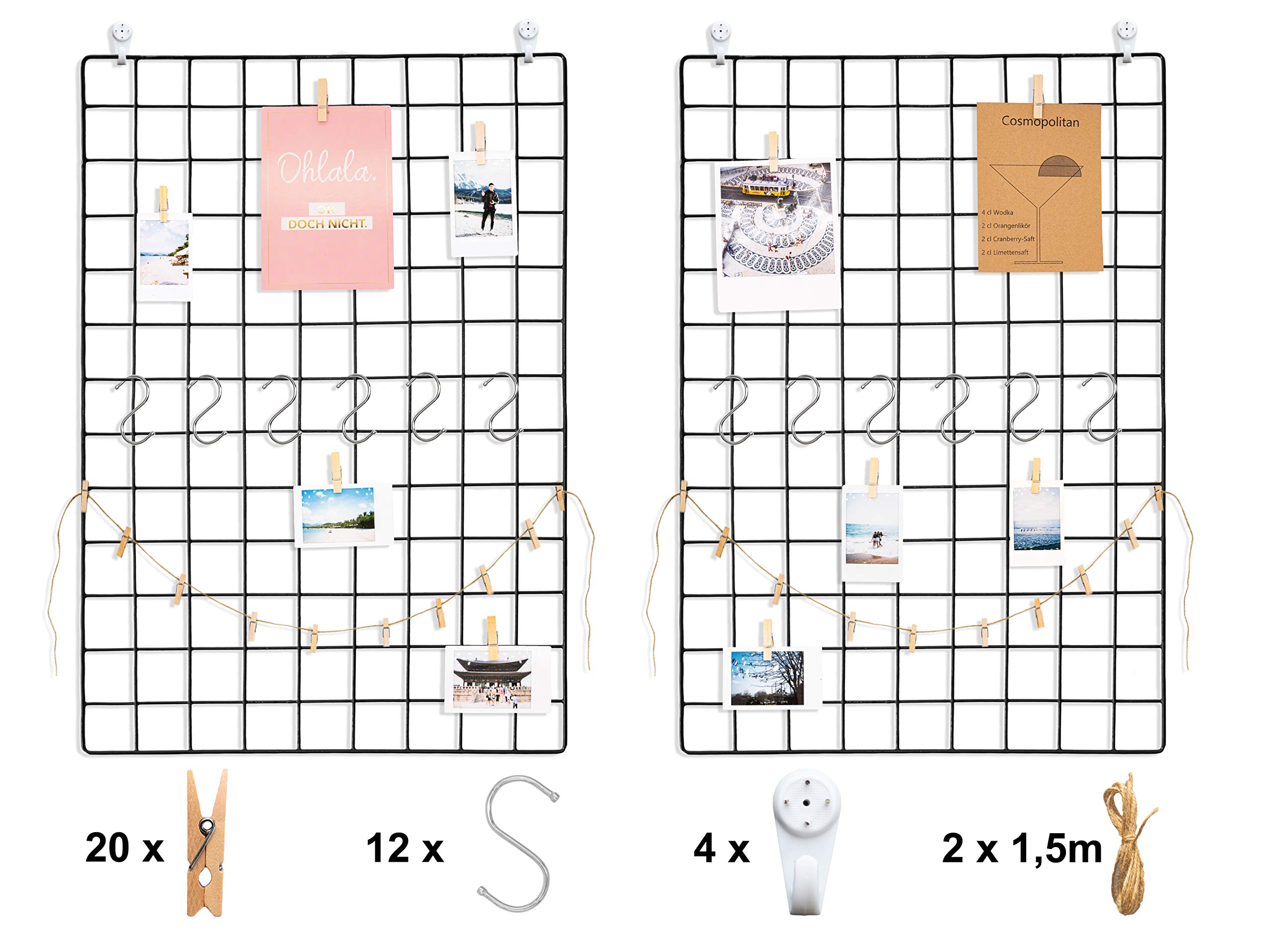 Buy 1 x 2 DIY Iron Decorative Photo Wall Grid in Black White Rose Gold ...