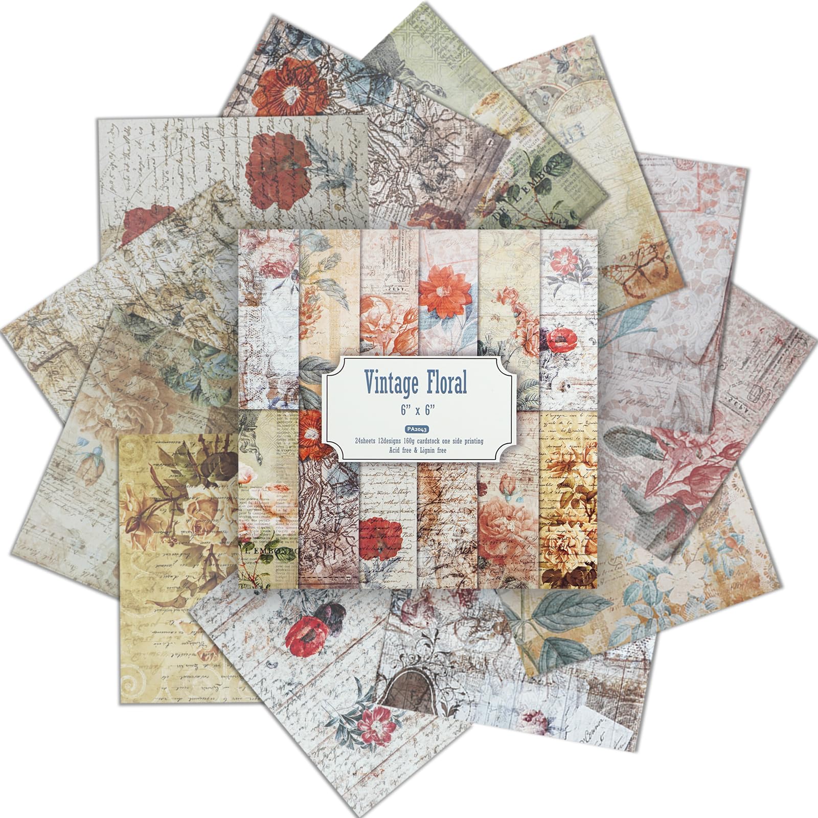 levylisa 2 Pack 48 Sheets Decorative Scrapbook Paper Pack Vintage ...