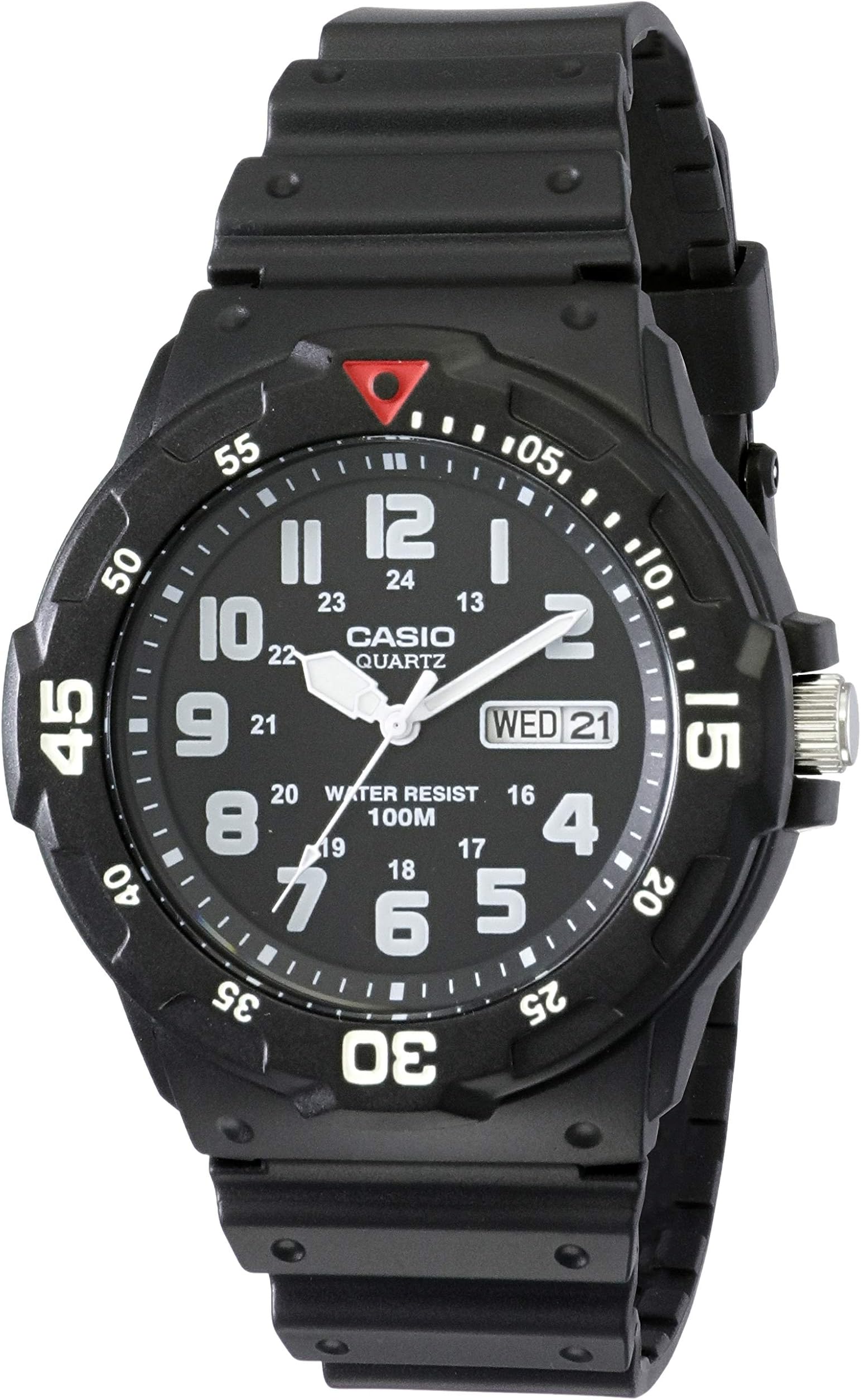 Casio Men's Black Dial Silicone Band Watch - Mw-240-1Bvdf, Analog ...