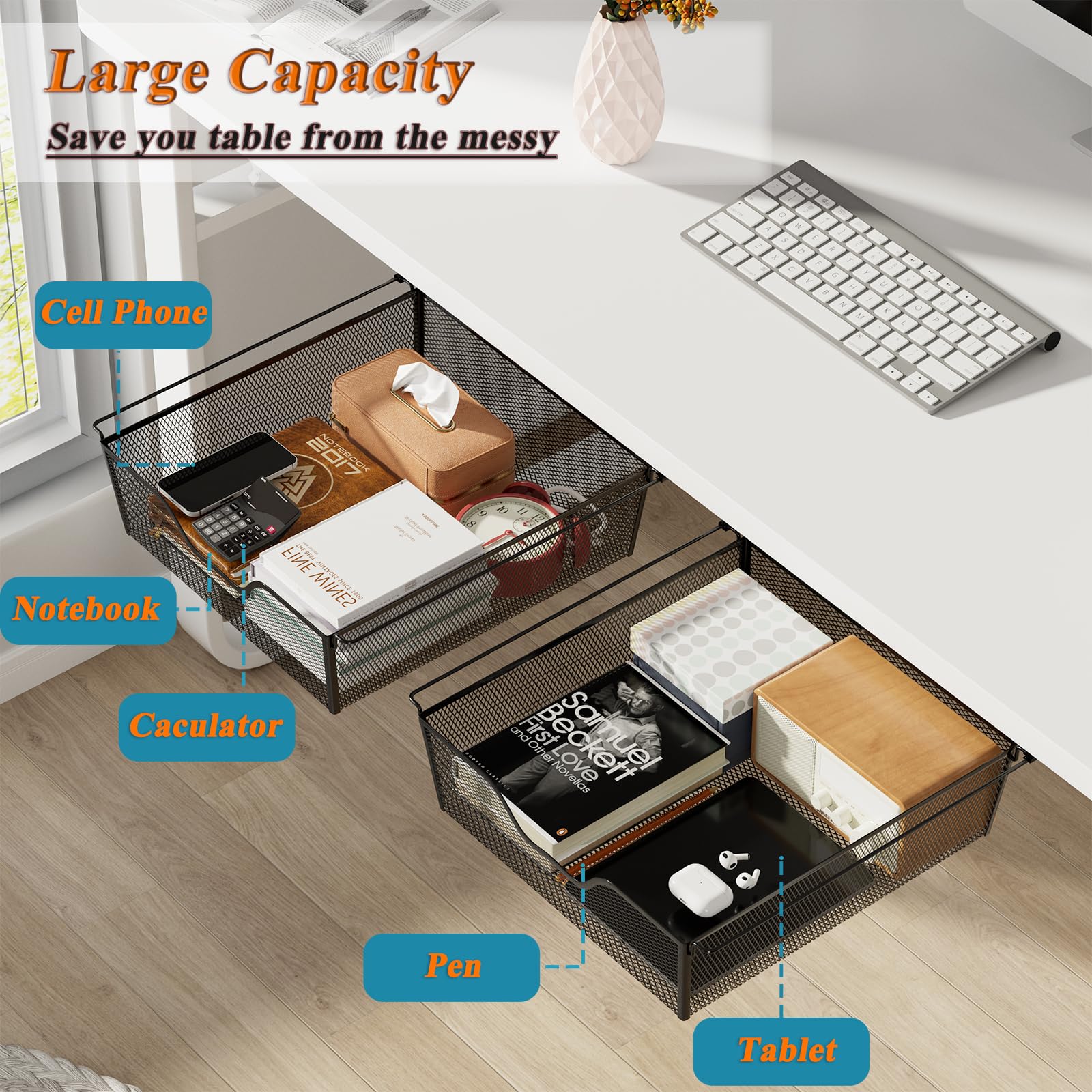 Snapklik.com : Smusei 2 Pack Under Desk Drawer Slide Out Self Adhesive ...