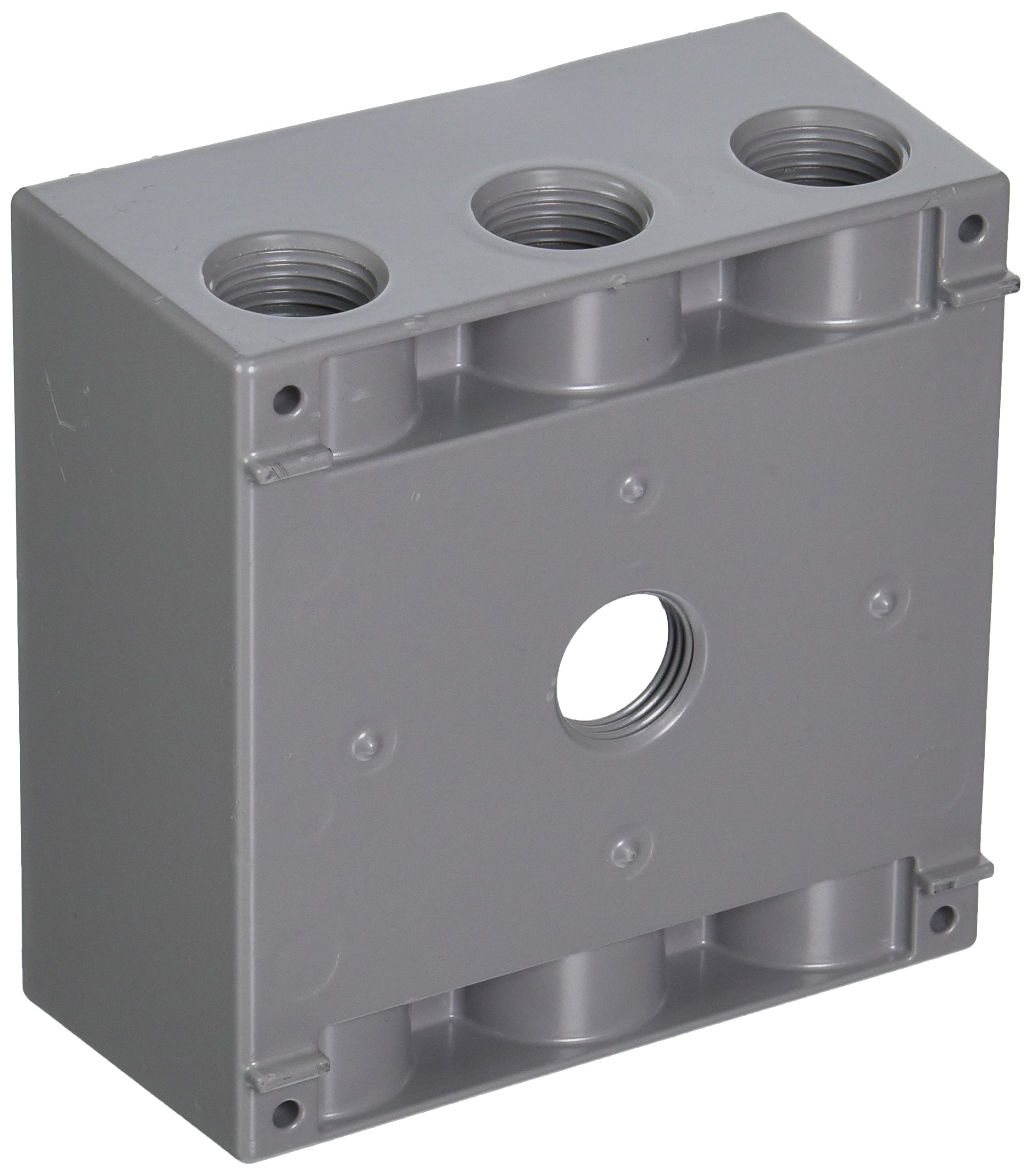 2-Gang Weatherproof Box, Seven 1/2 in. Threaded Outlets, Gray ...