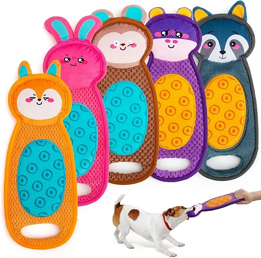 AWOOF Squeaky No-Stuffing Toys, 5 Pack Crinkle Interactive Dog Toys for ...