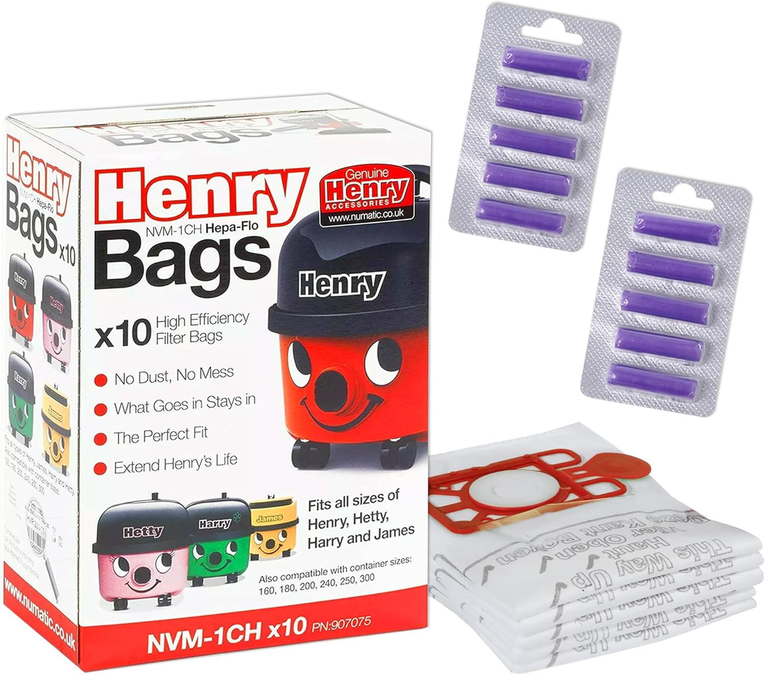 Genuine Hepa-Flo Henry Hoover Bags for Henry Vacuum Cleaner Pack of 10 ...