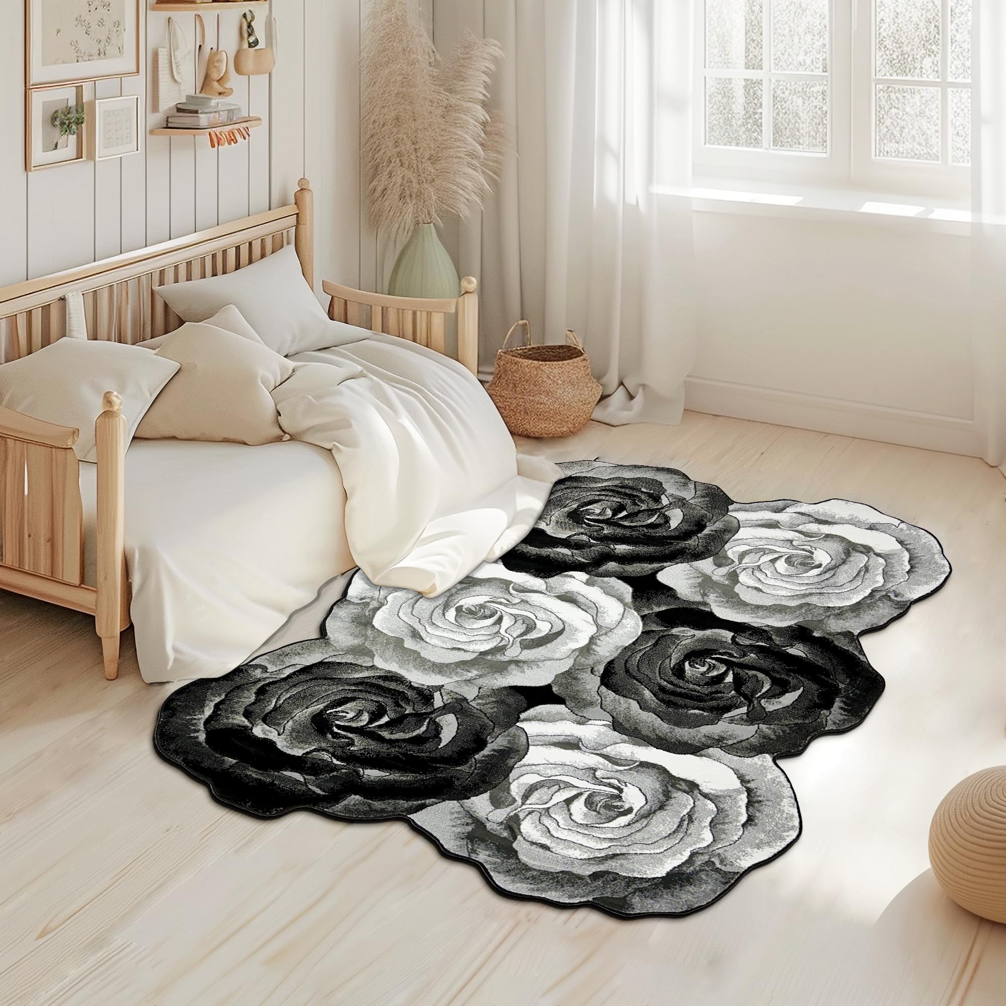 Amazon.com: Rose Rug 5x7 Flower Shaped Rug Cute Girly Aesthetic Roses ...