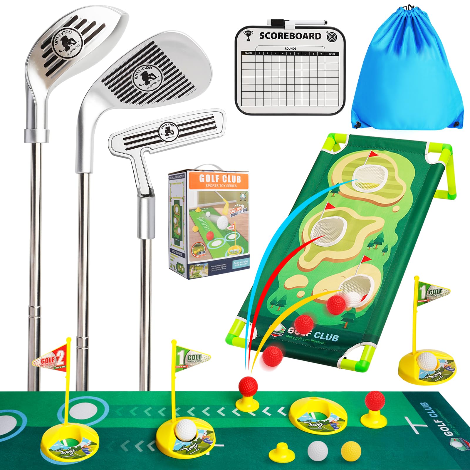 Amazon.com: SCWDAU Toddler Golf Clubs Set - Upgraded Kids Golf Toys ...