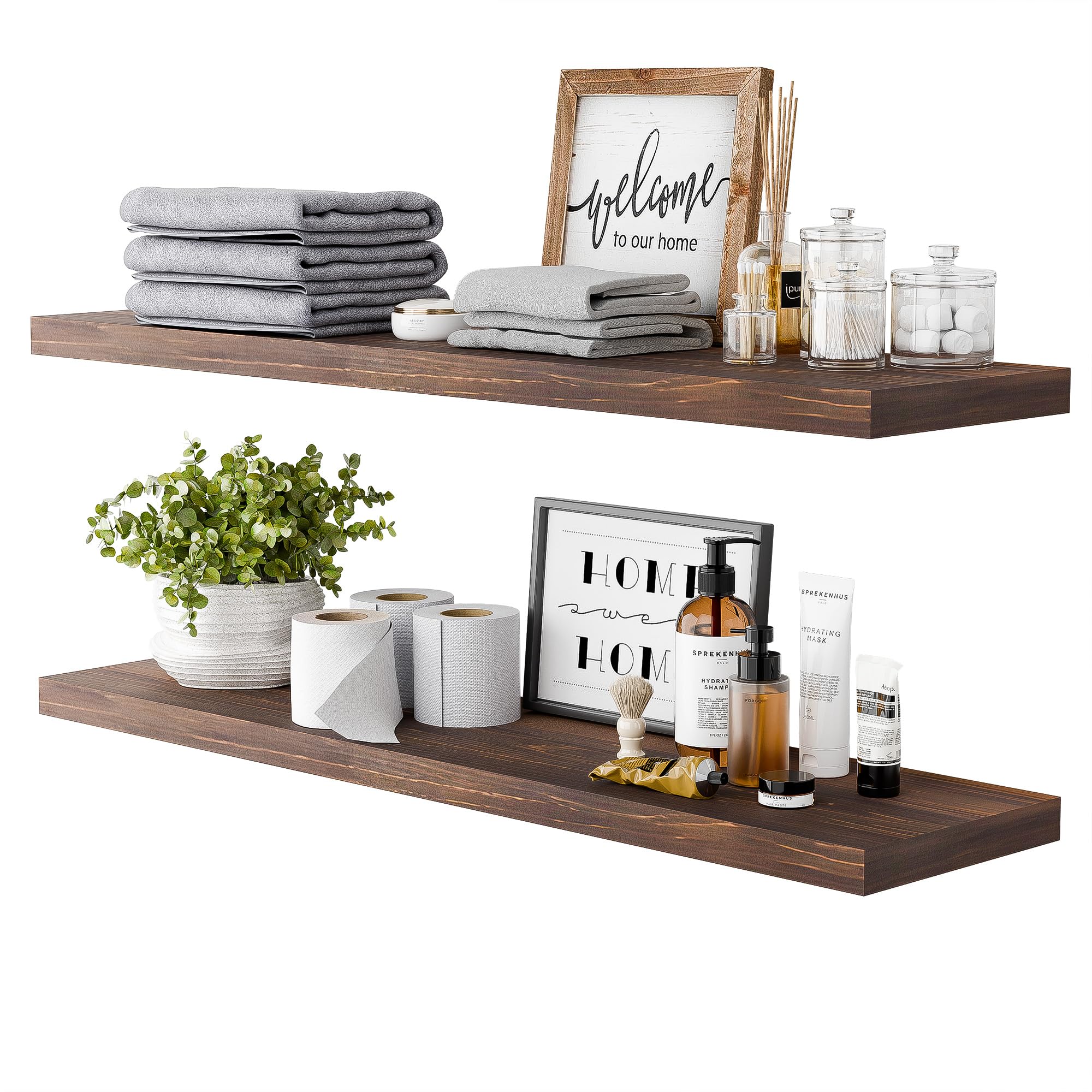 Amazon.com: WOPITMER Heavy Duty Floating Shelves Set of 2-55 Inch Wood ...