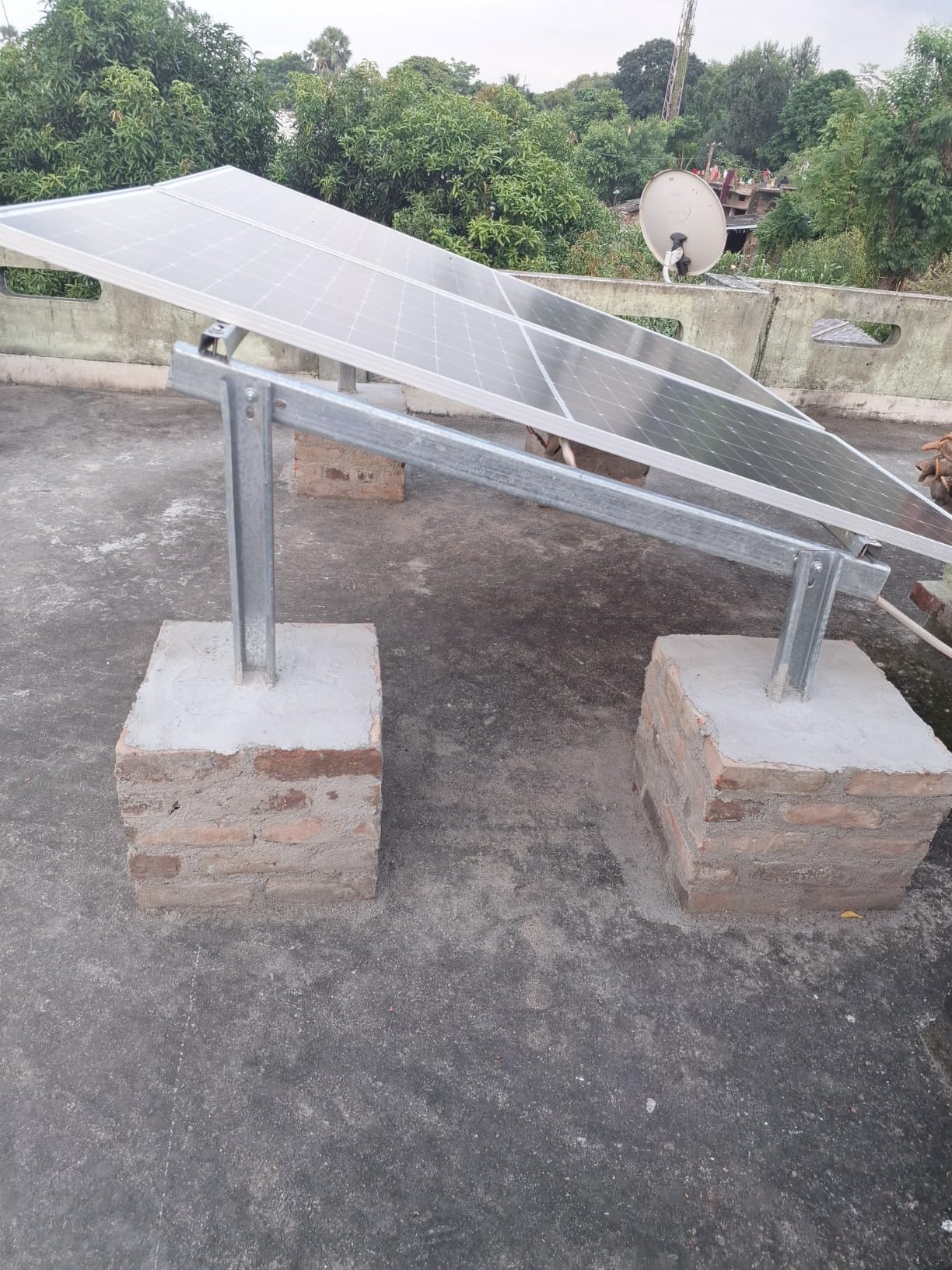 FINE DECOR 440-600 Watt Solar Panel High Rise Structure GI Stand for 2 ...