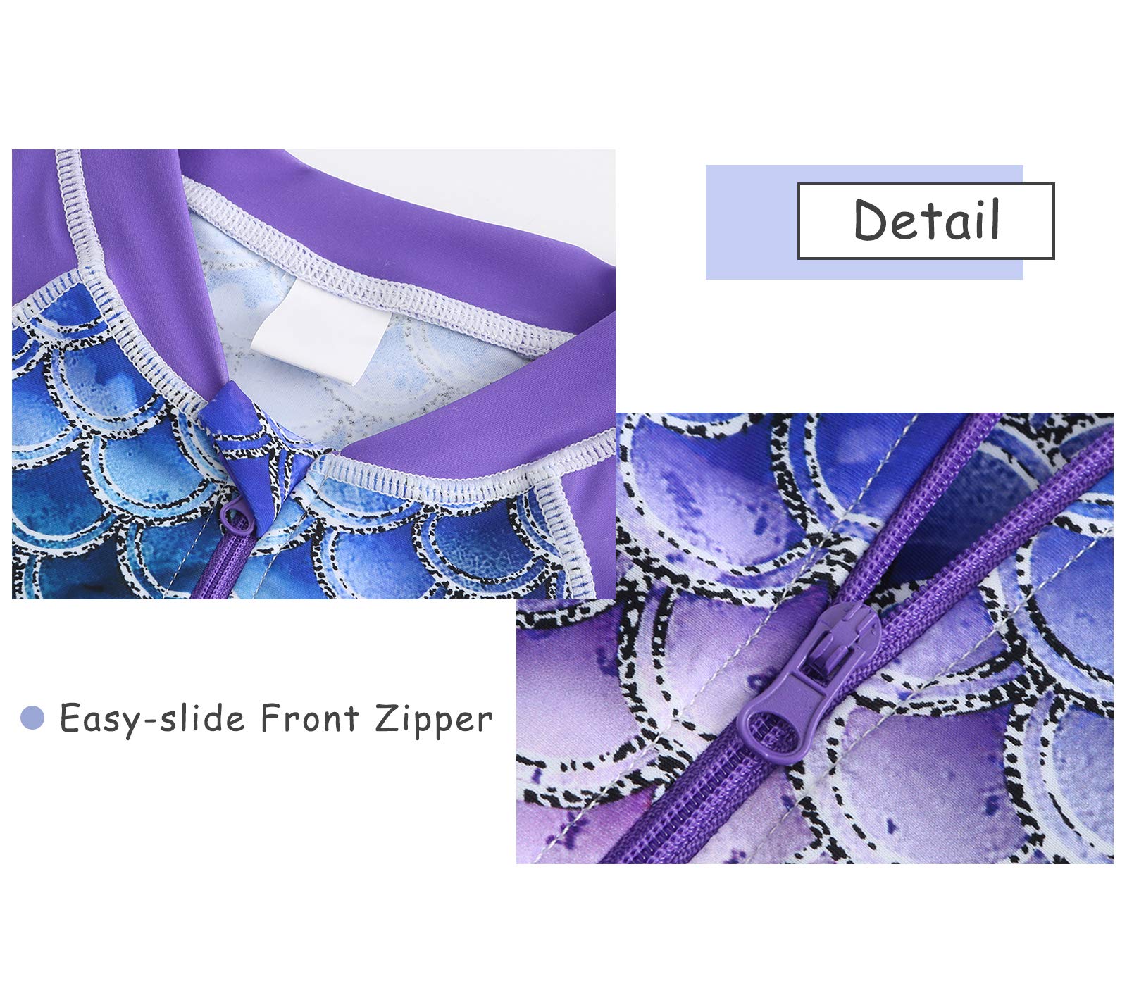 Snapklik.com : Girls One Piece Mermaid Swimsuits Long Sleeve Rash Guard ...