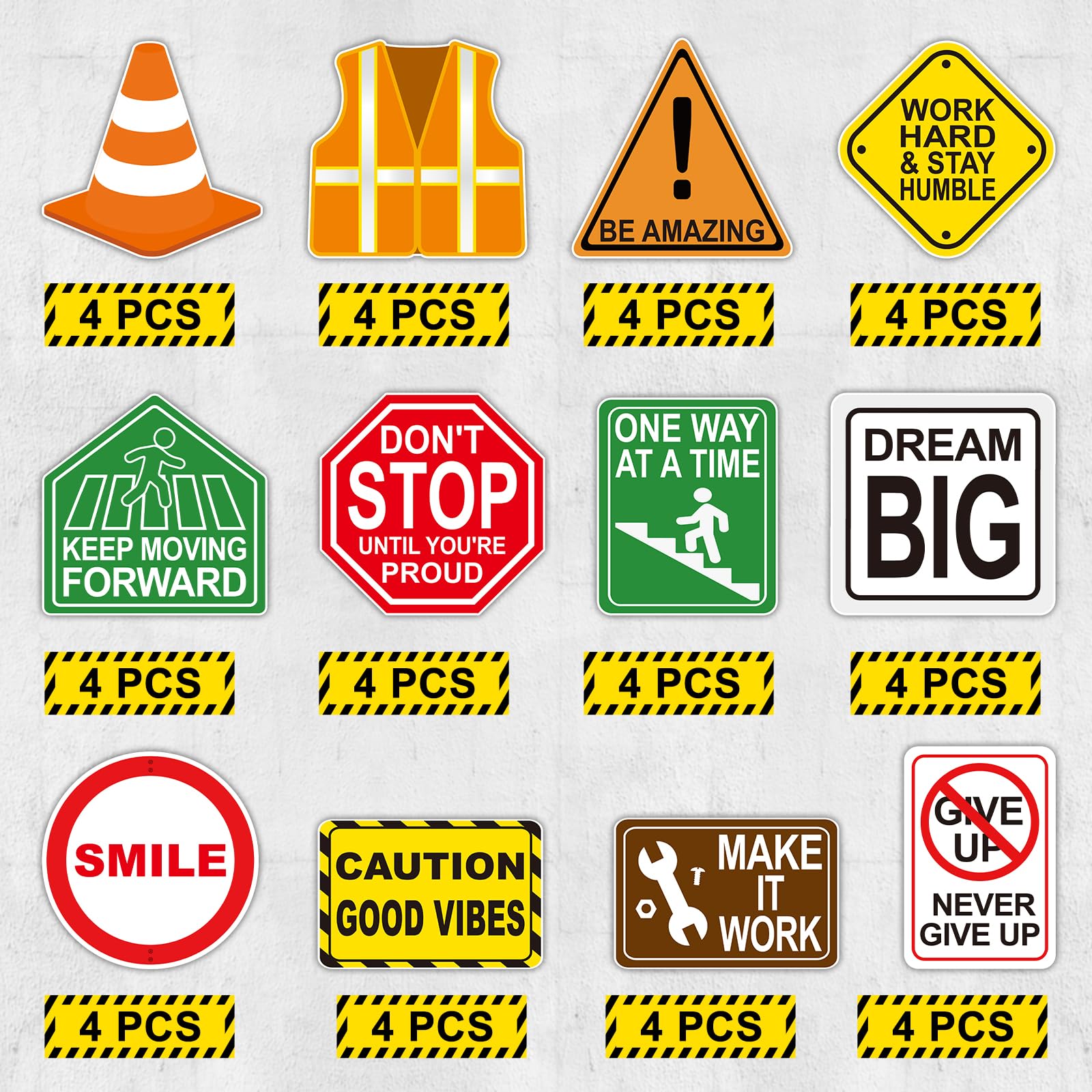 Snapklik.com : 48 Pcs 6" Under Construction Positive Sayings Accents ...